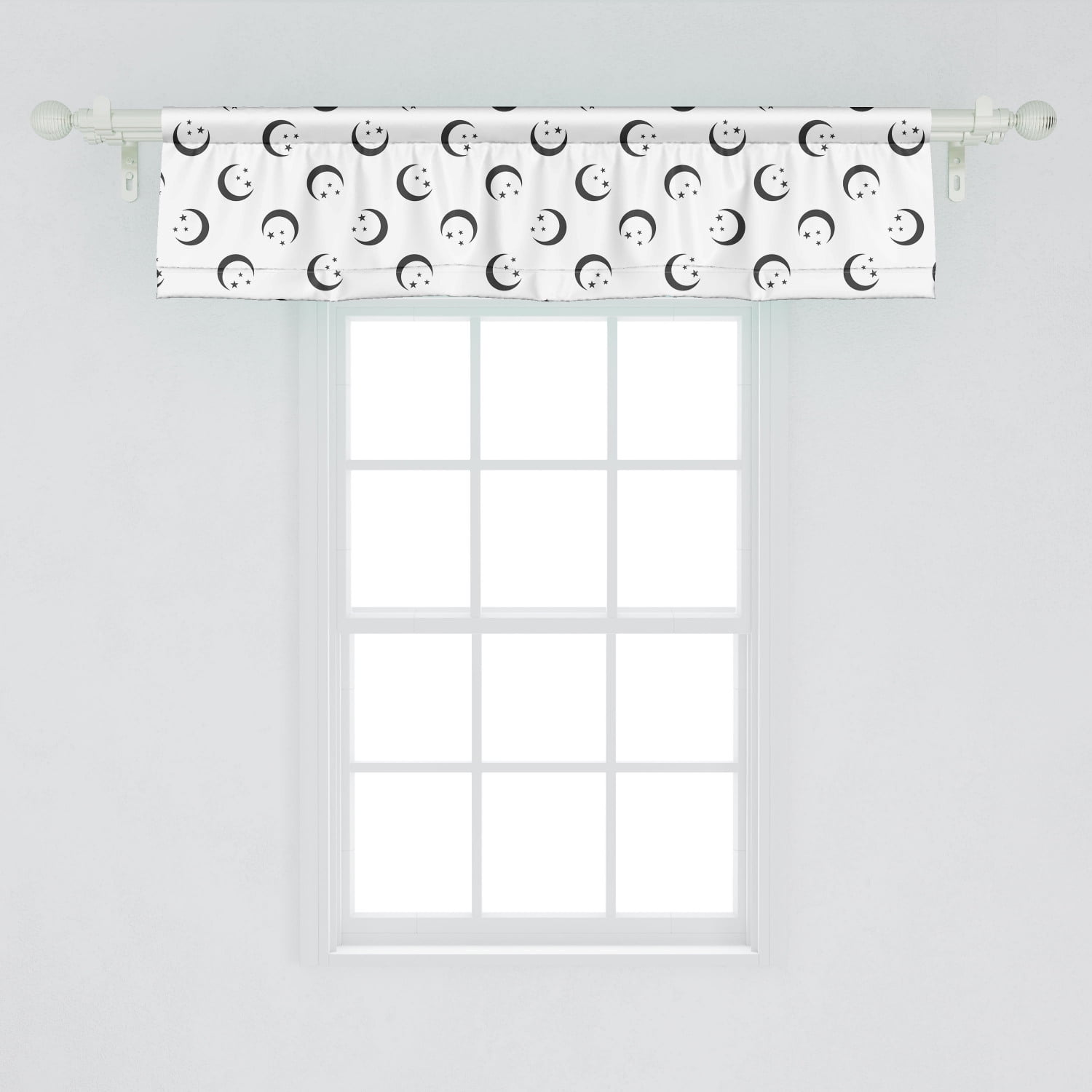 Ambesonne Half Moon Window Valance, Crescent Stars Arrangement ...