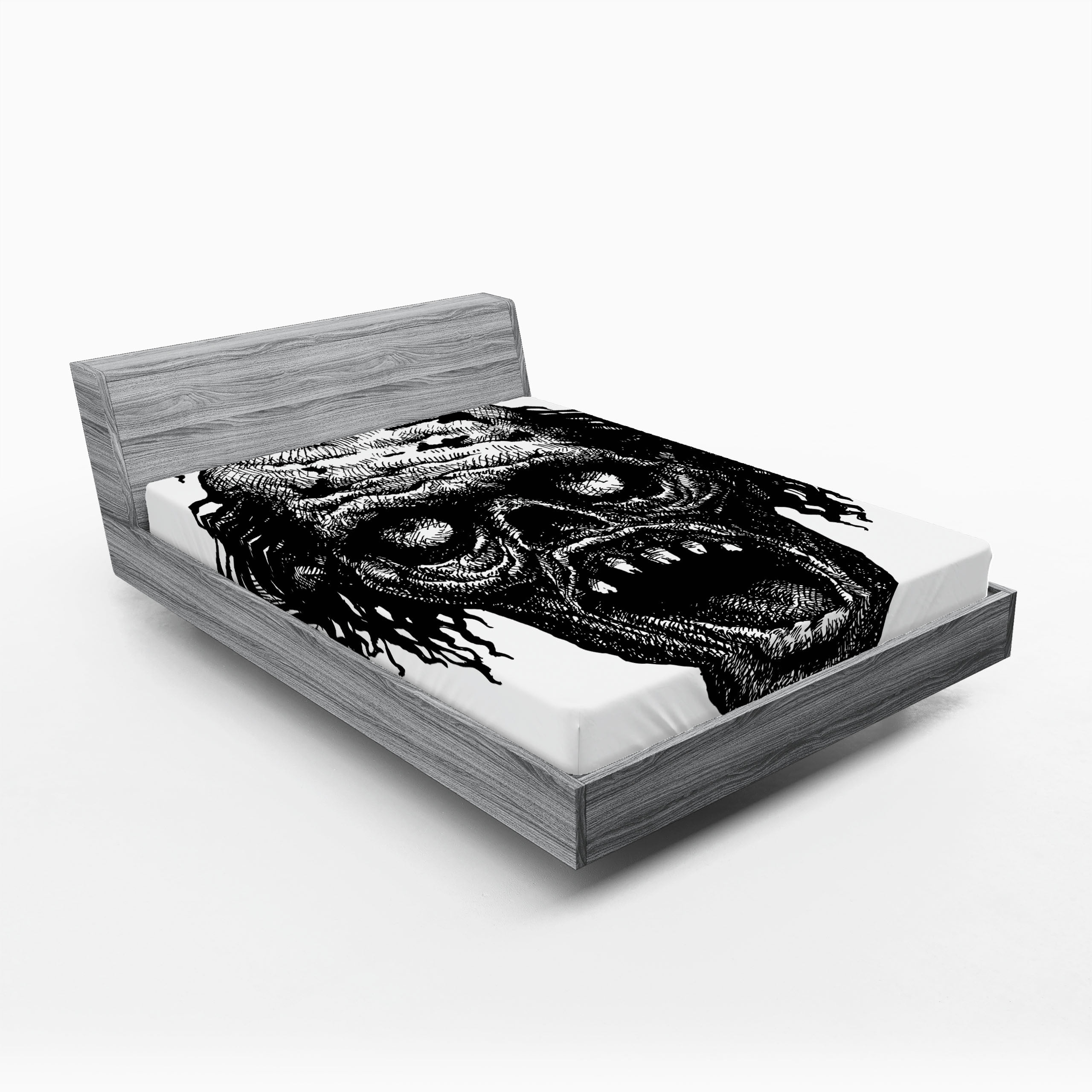 Ambesonne Halloween Fitted Sheet, Zombie Evil Dead Man, Full Size ...