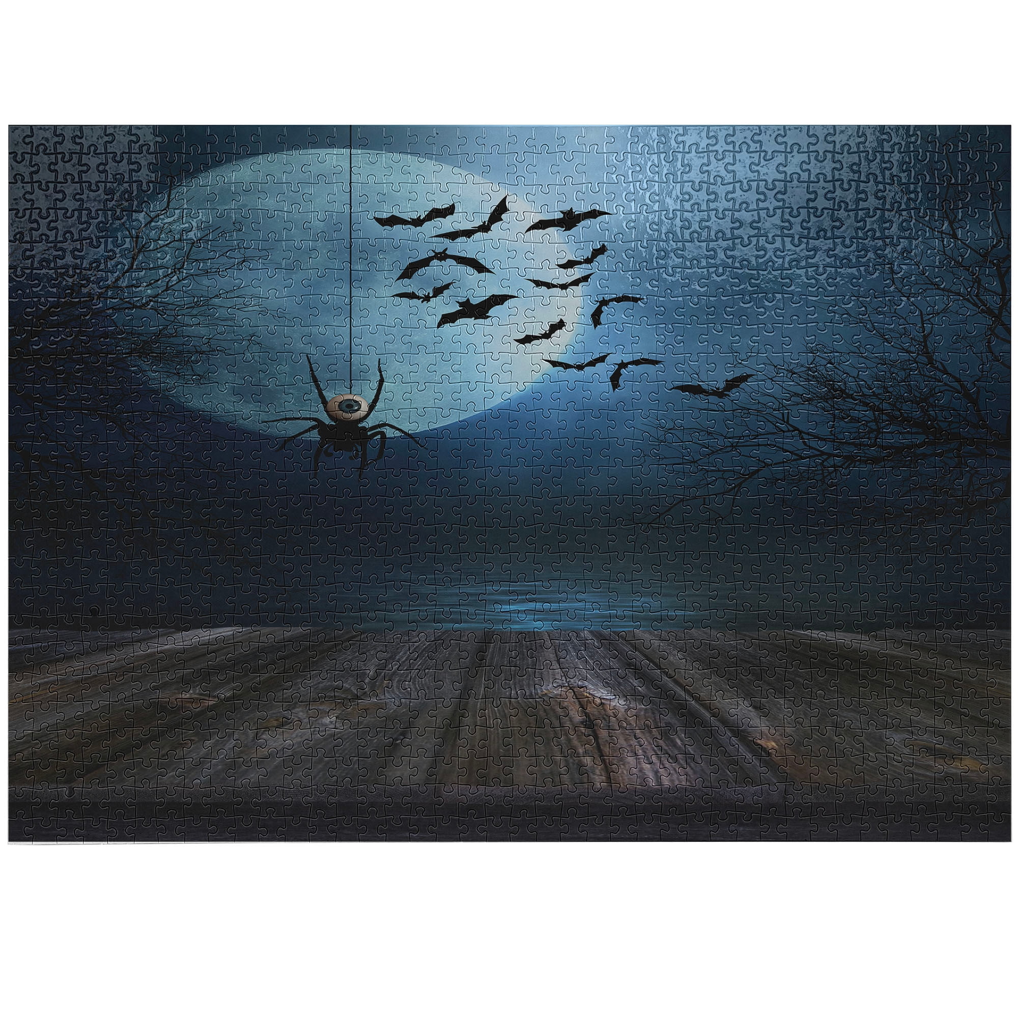 Ambesonne Halloween Jigsaw Puzzle, Lake Scene Bat, Heirloom-Quality Fun ...