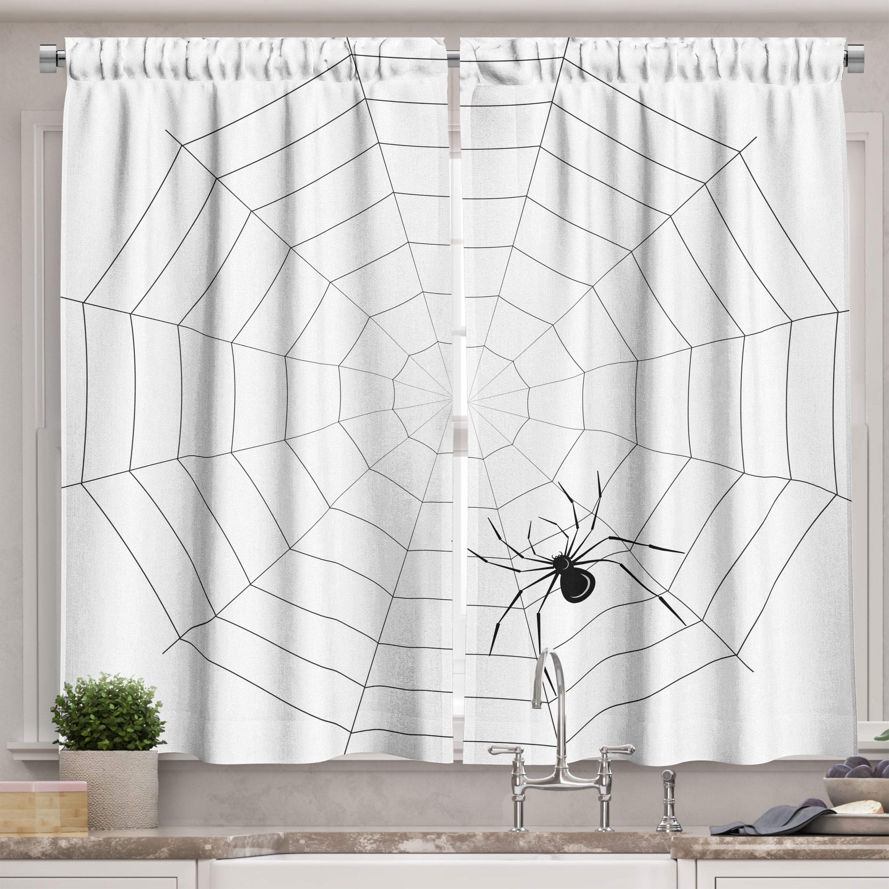 Ambesonne Halloween Kitchen Curtains, Poisonous Character Print, 55"x39 ...