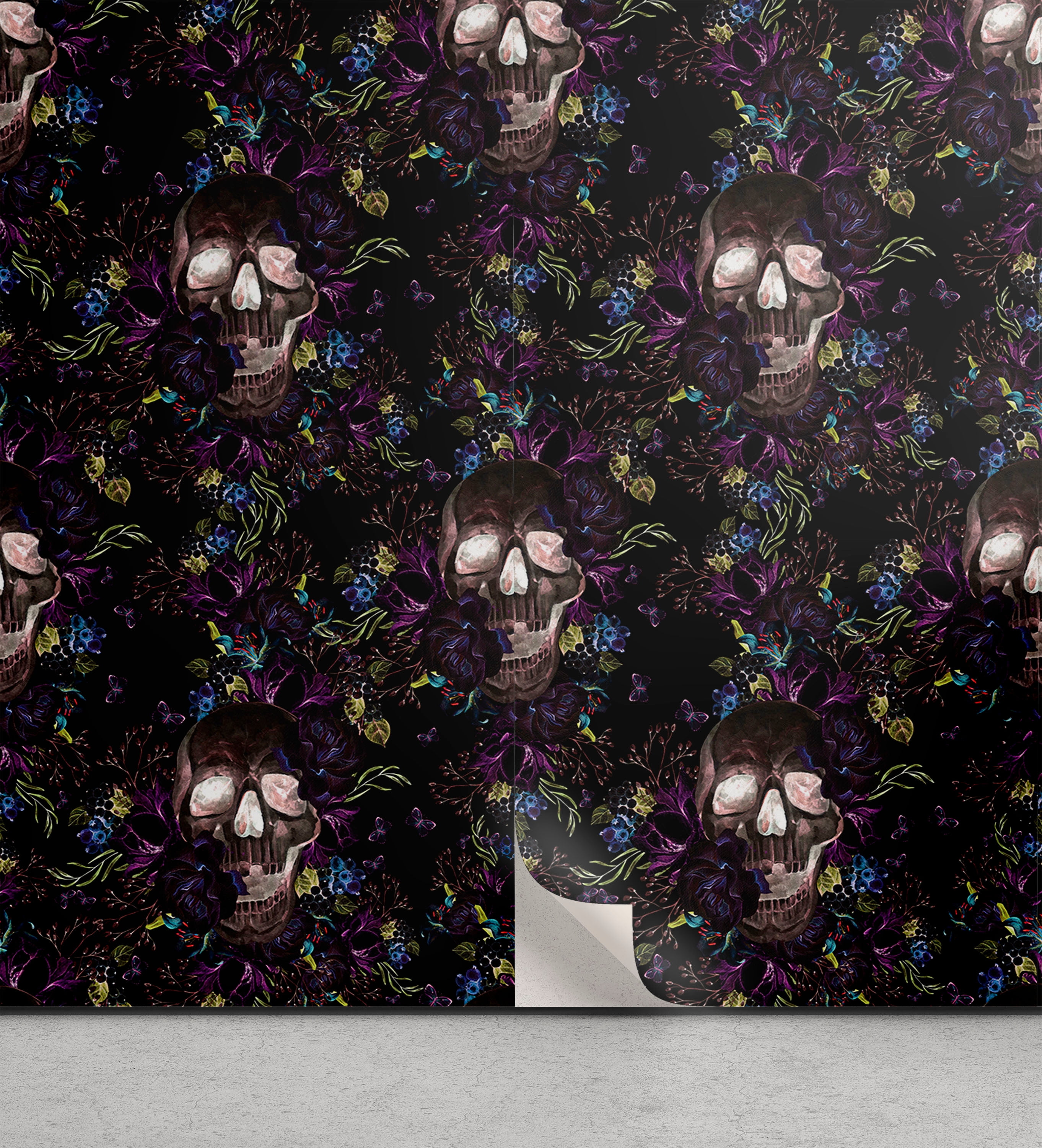 Ambesonne Halloween Peel & Stick Wallpaper for Home, Spooky Skull ...