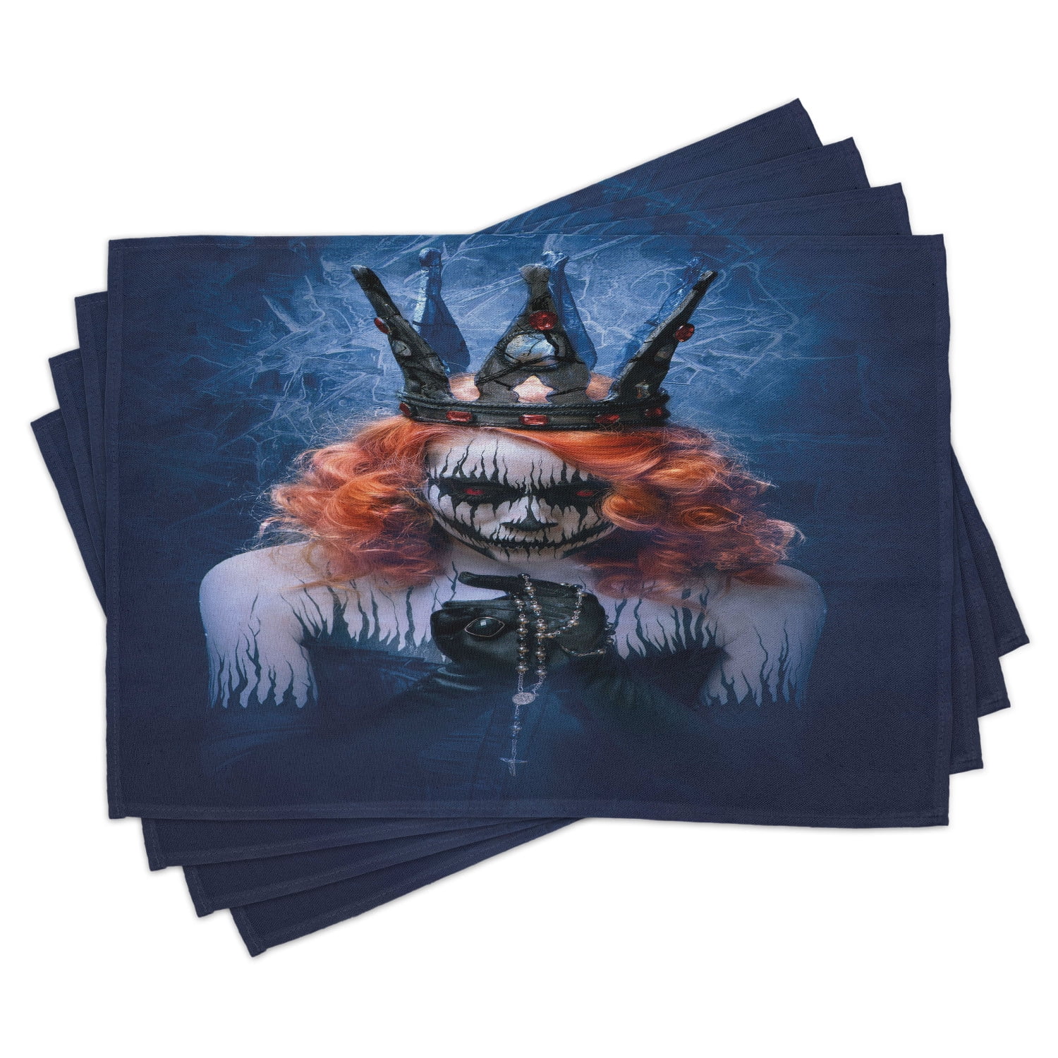 Ambesonne Halloween Place Mats Set of 4, Queen of Death Art, Standard ...