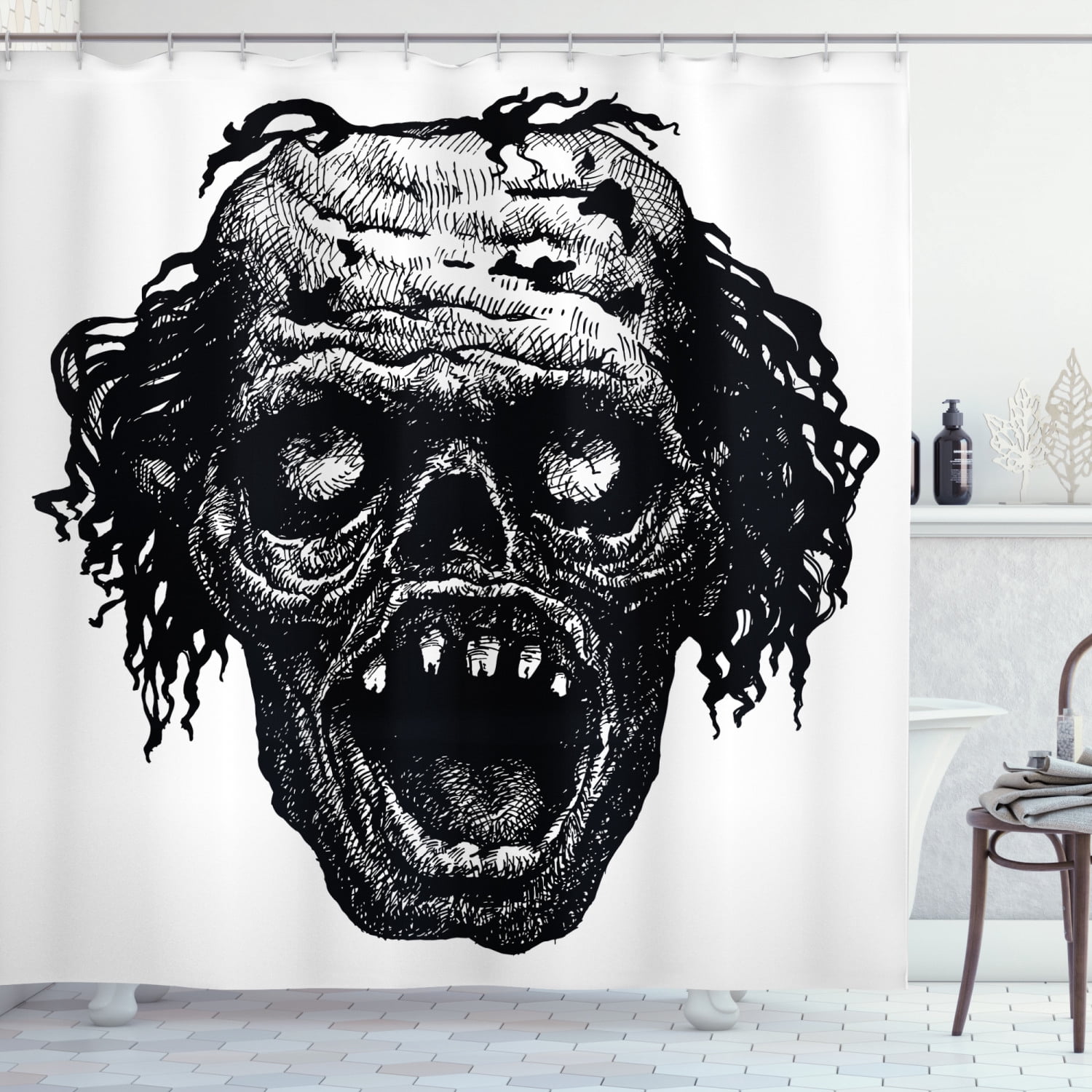 Ambesonne Halloween Shower Curtain, Zombie Evil Dead Man, 69"Wx84"L ...