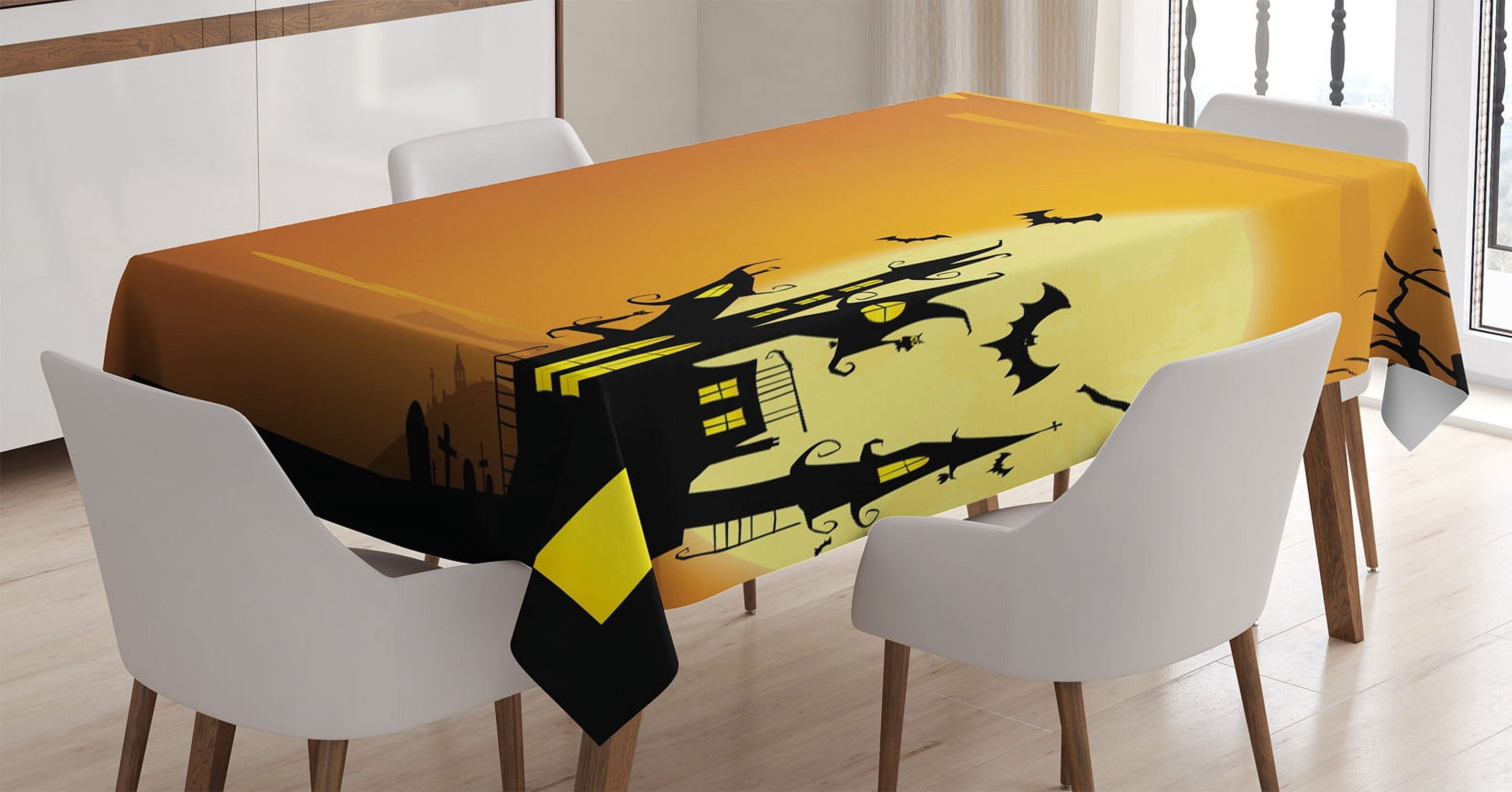Ambesonne Halloween Tablecloth Rectangular Table Cover, Haunted House ...