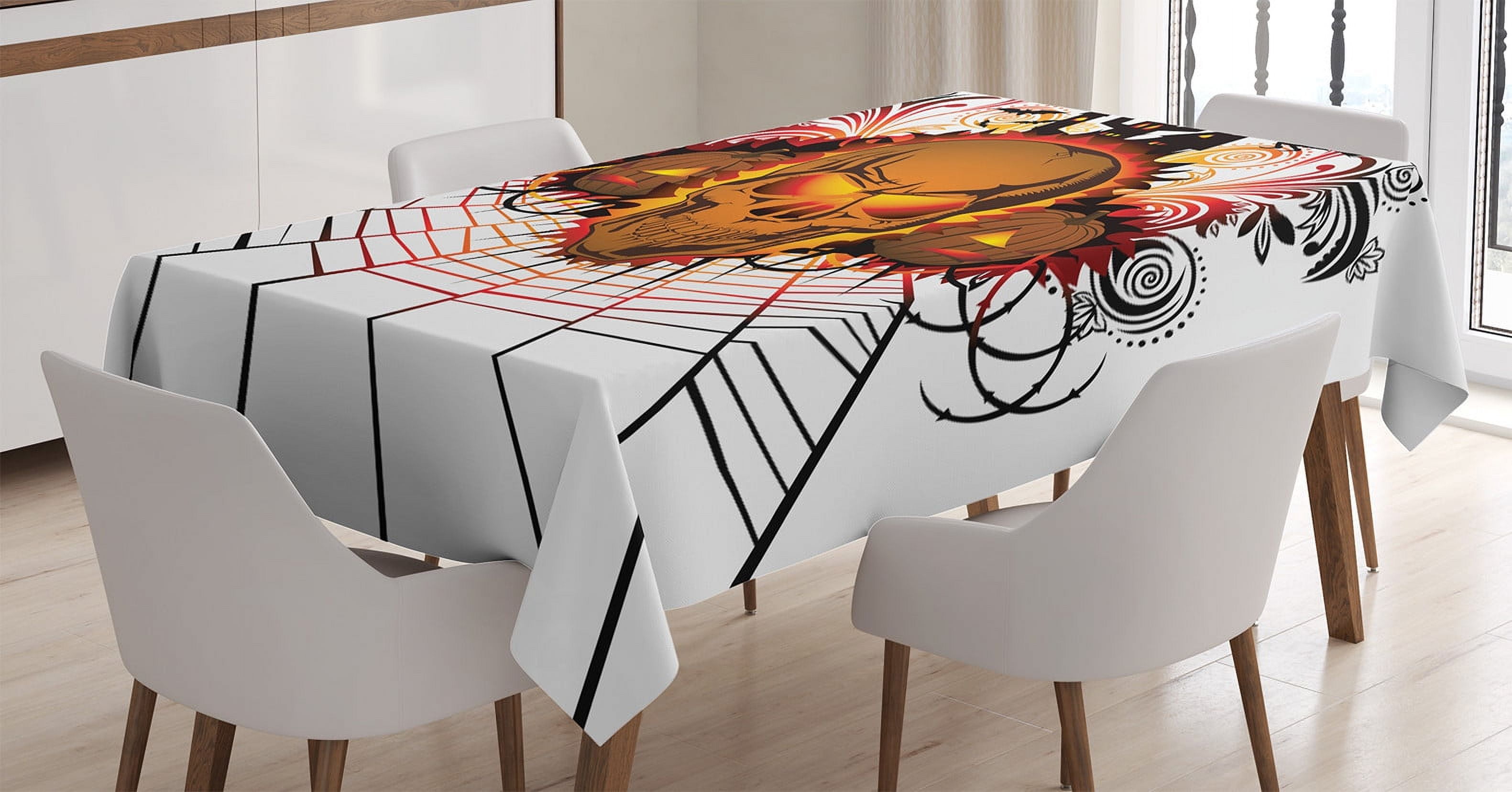 Ambesonne Halloween Tablecloth Rectangular Table Cover, Skull Monster ...