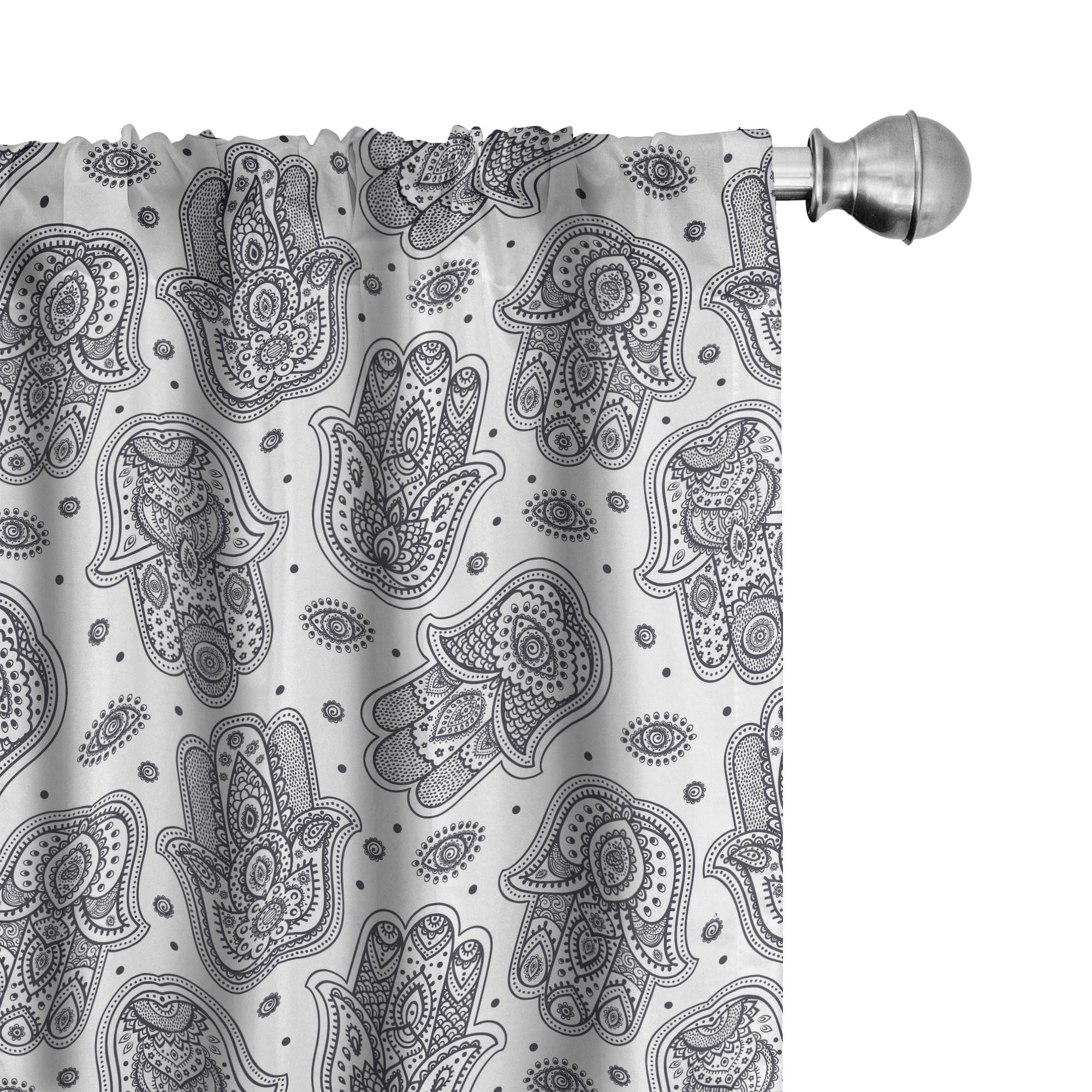 Ambesonne Hamsa Curtains, Yoga Mandala, Pair of 28"x84", Black White ...
