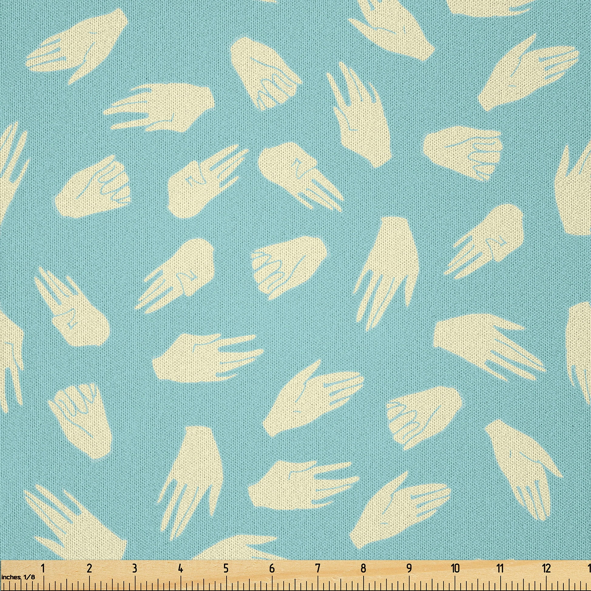 Ambesonne Hands Fabric by the Yard Microfiber, Different Human Finger ...