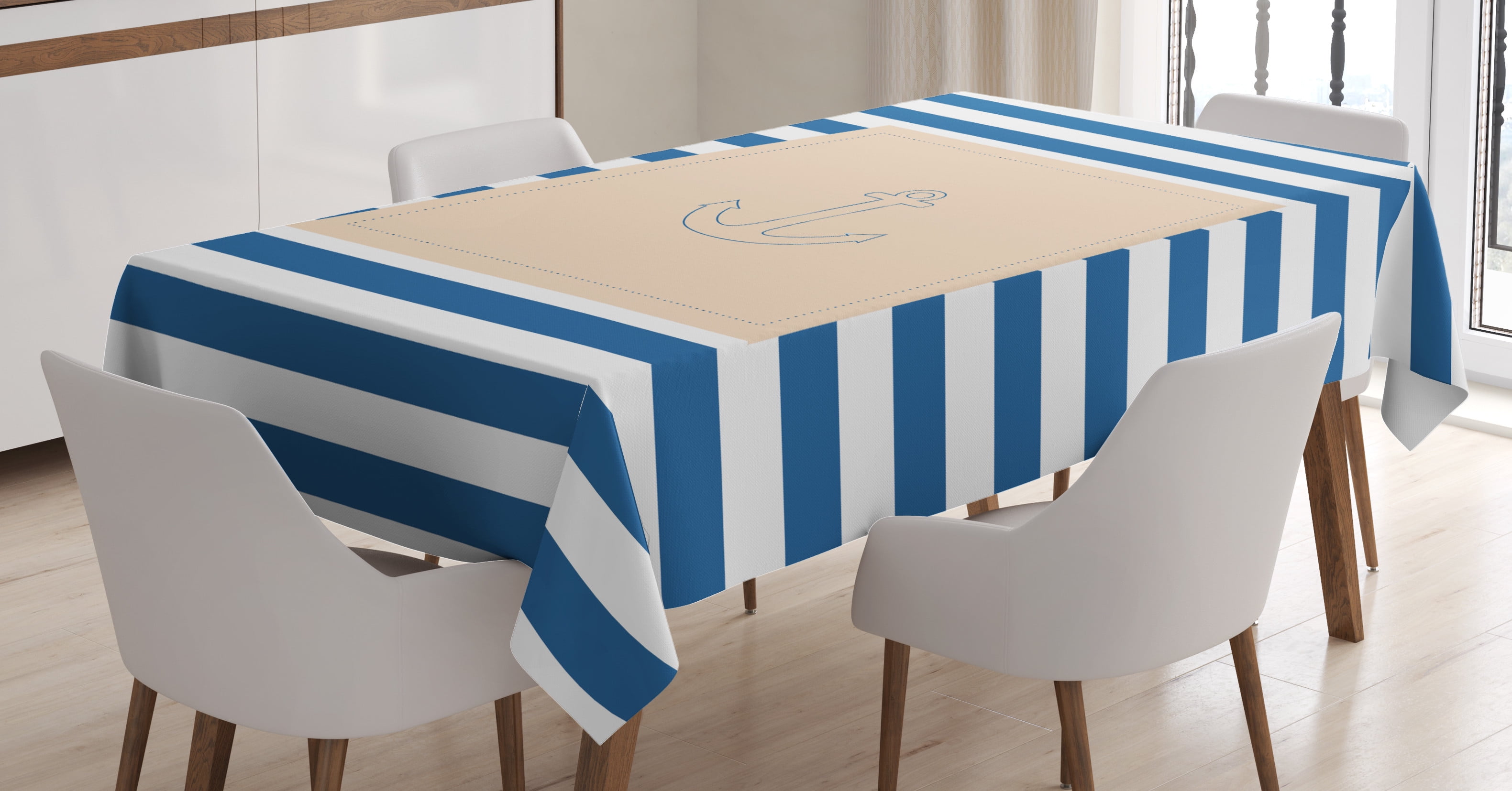 Ambesonne Harbour Stripe Tablecloth Rectangular Table Cover, Maritime ...