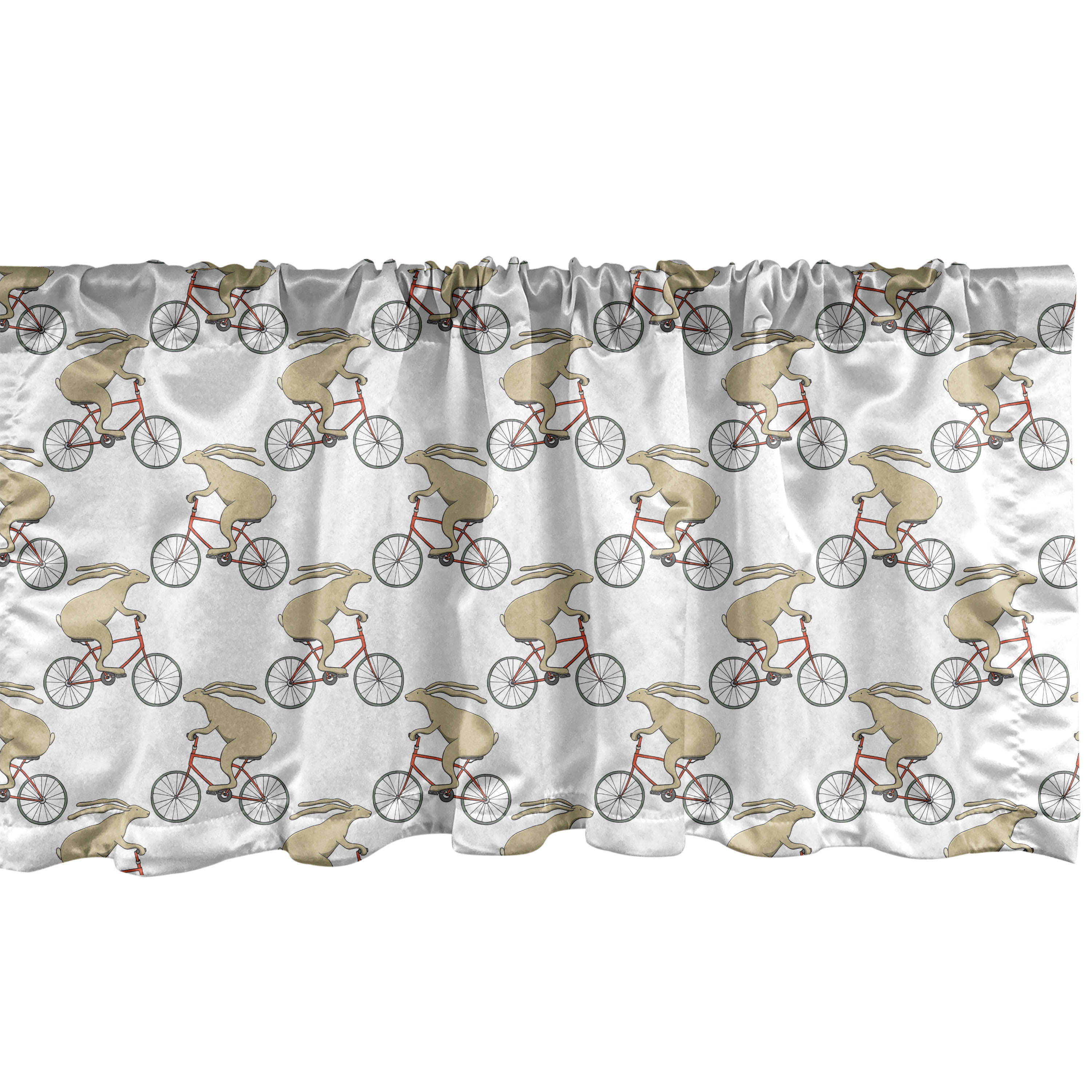 Ambesonne Hares Window Valance, Hares Cycling Bike Wheels, 54" X 18 ...