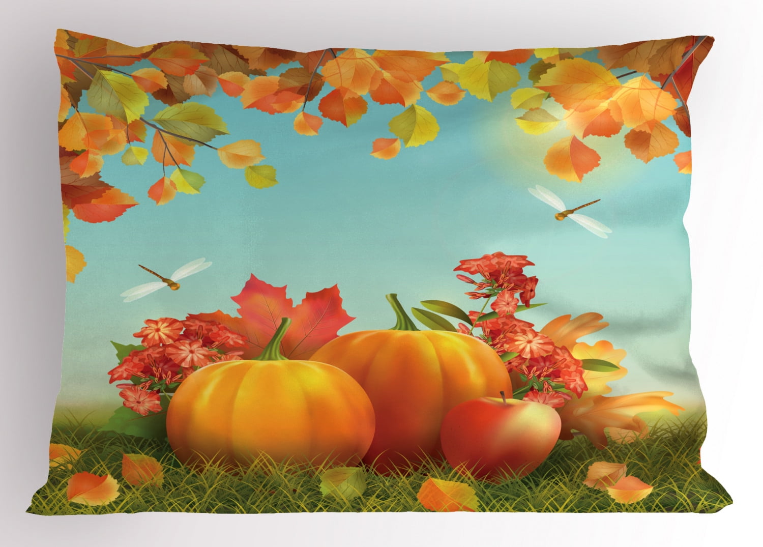 Ambesonne Harvest Pillow Sham, Fall Season Yield Leaf, 26" X 20 ...
