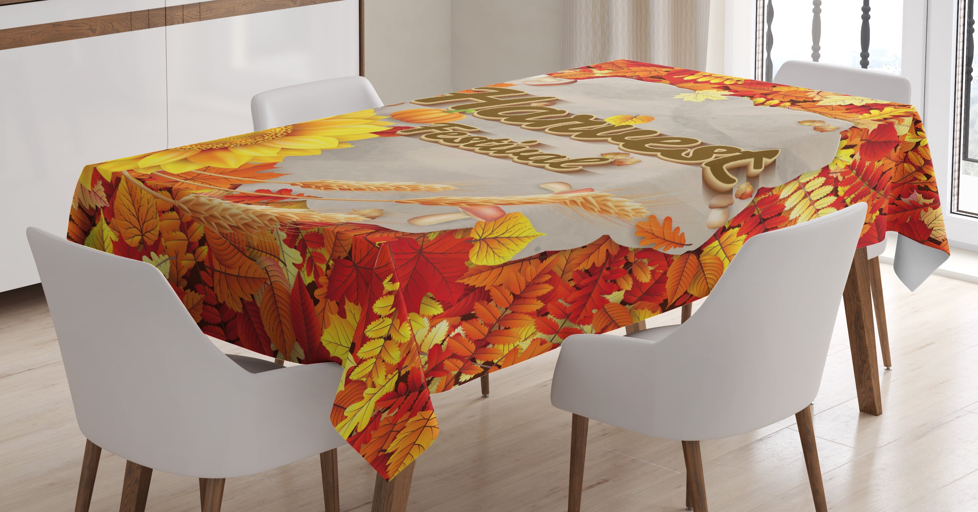 Ambesonne Harvest Tablecloth Rectangular Table Cover, Festival Autumn ...
