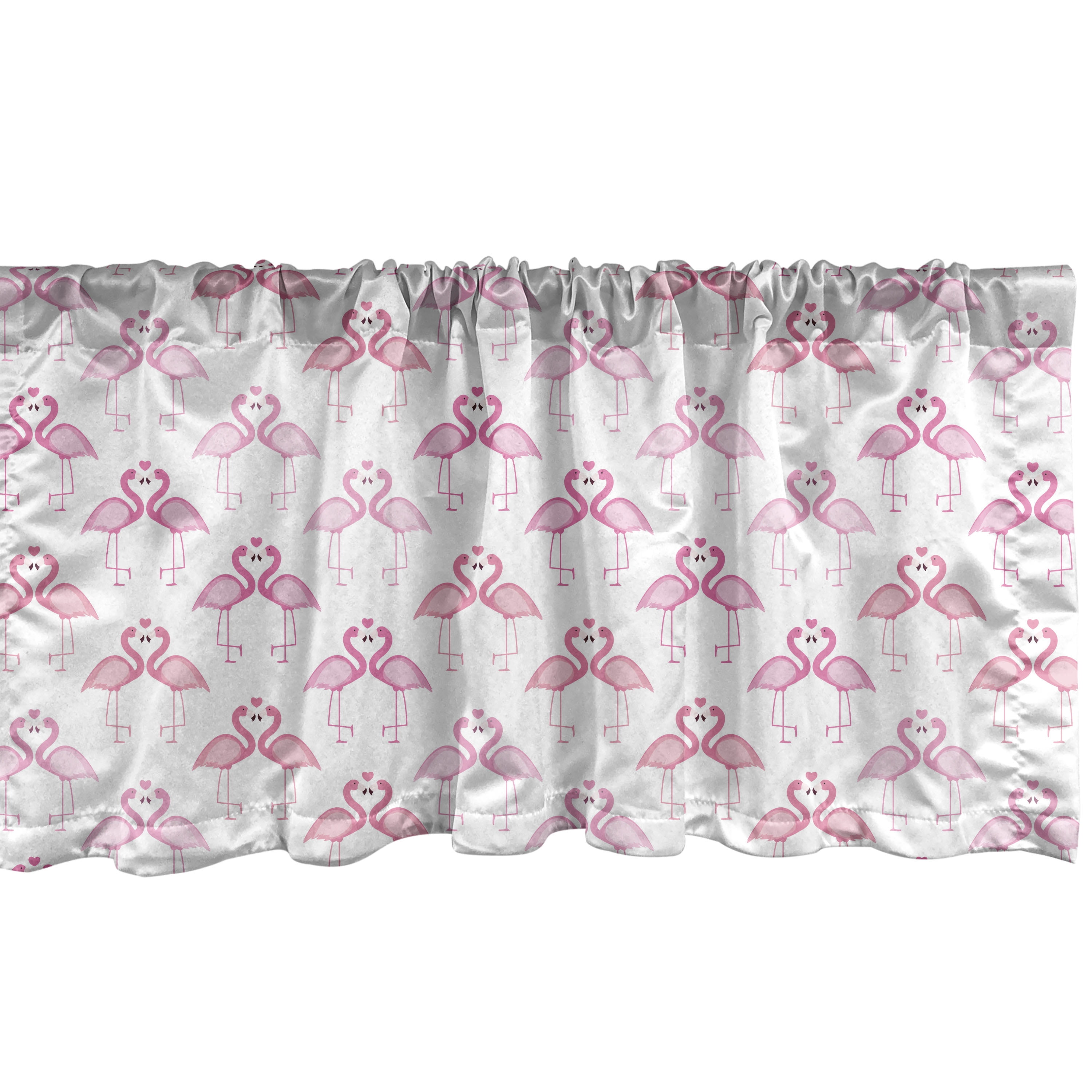 Ambesonne Hawaii Window Valance Cutsy Love Flamingos Art 42 X 12