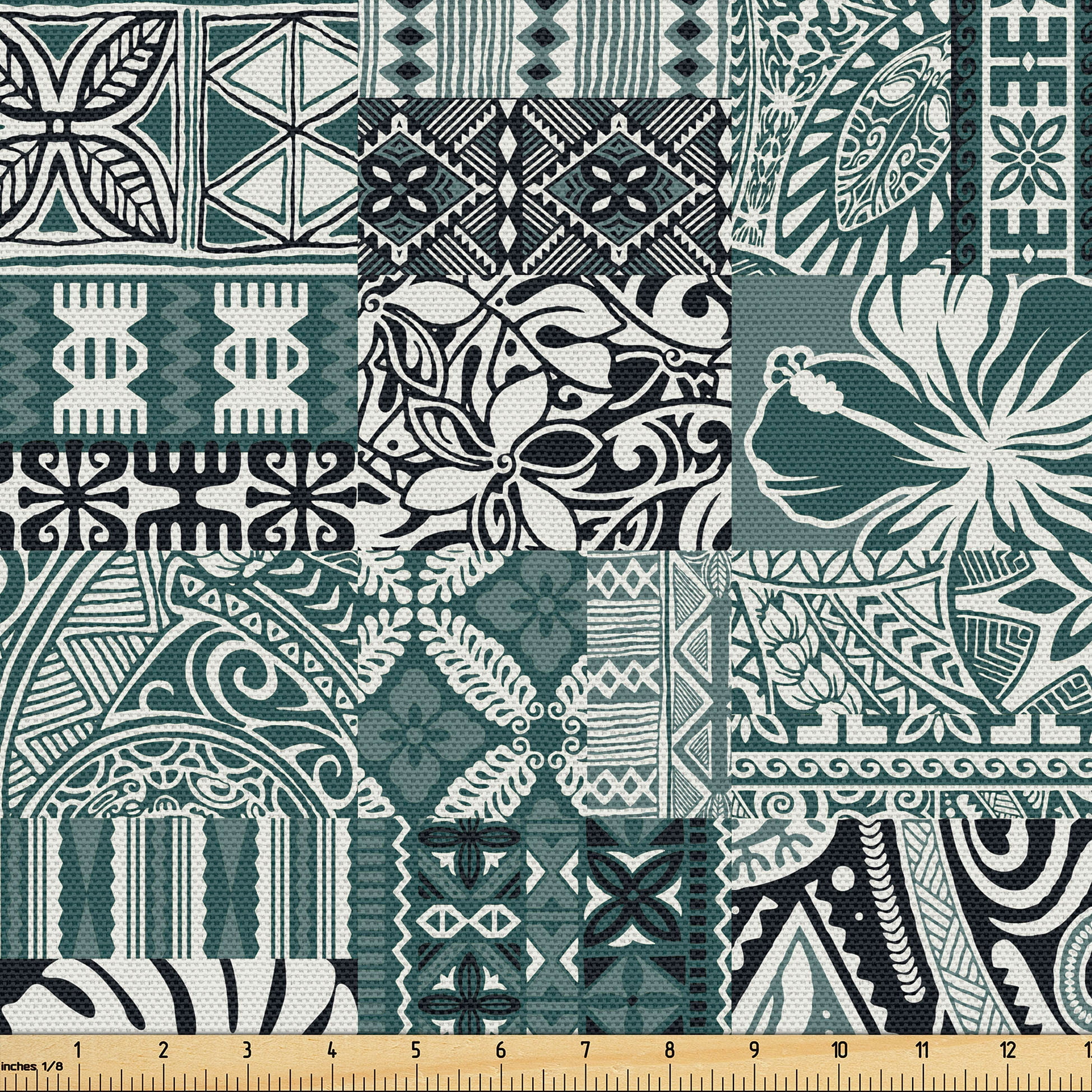 Ambesonne Hawaiian Fabric by the Yard Upholstery, Ethnic Flower Pattern ...