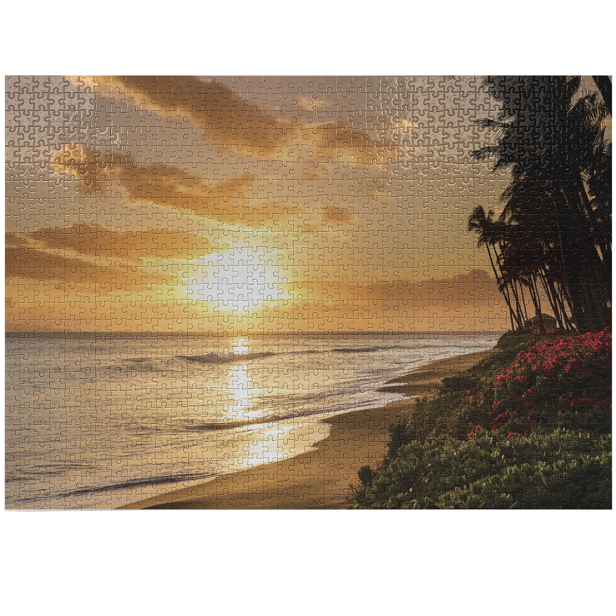 Ambesonne Hawaiian Jigsaw Puzzle, Sunset on Sands Beach, Heirloom ...