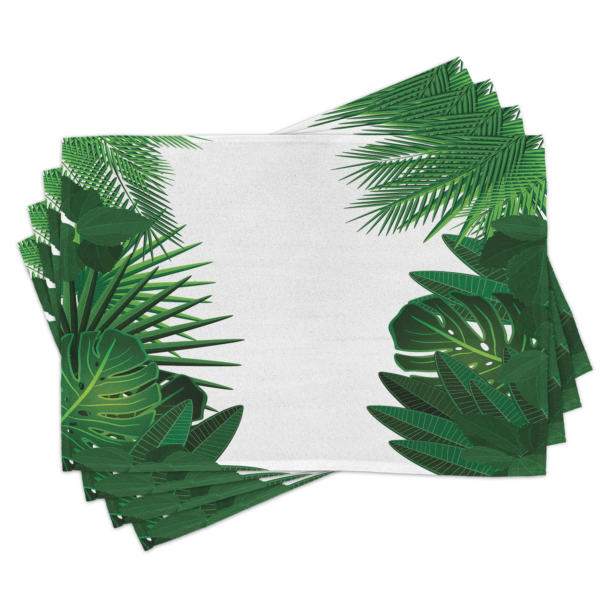 Ambesonne Hawaiian Place Mats Set of 4, Tropical Exotic Palms, Standard ...