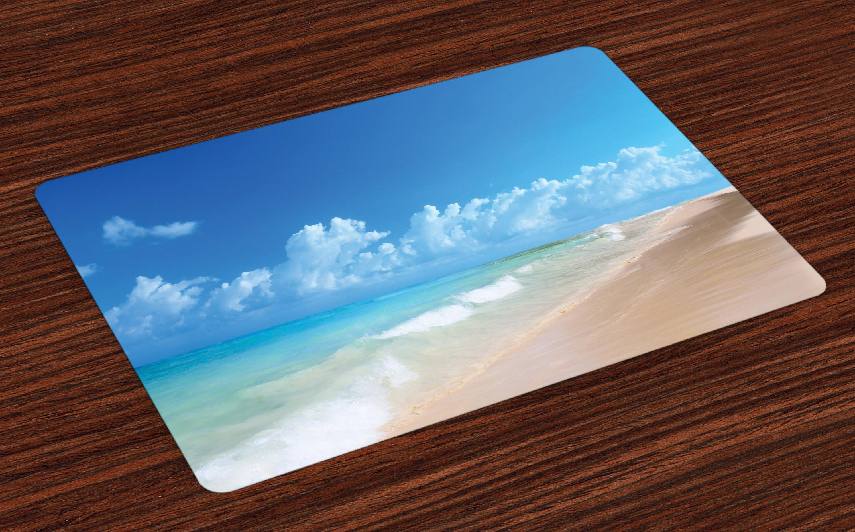 Ambesonne Hawaiian Place Mats Set of 4, Tropical Ocean Waves, Standard ...