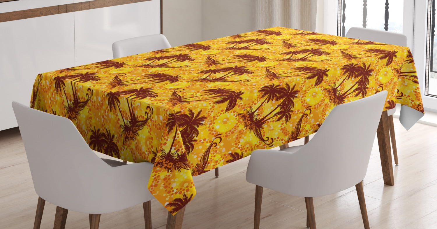 Ambesonne Hawaiian Tablecloth Rectangular Table Cover, Ocean Island ...