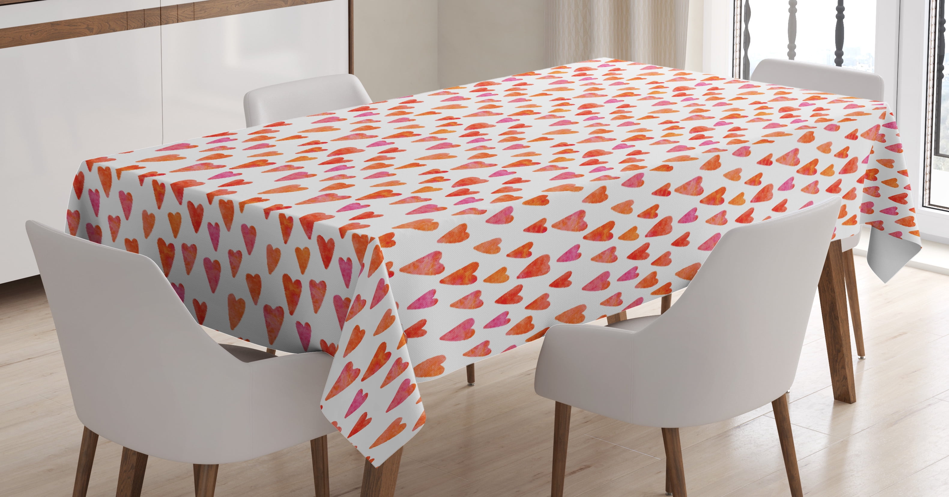 Ambesonne Heart Tablecloth Rectangular Table Cover, Watercolor Art ...