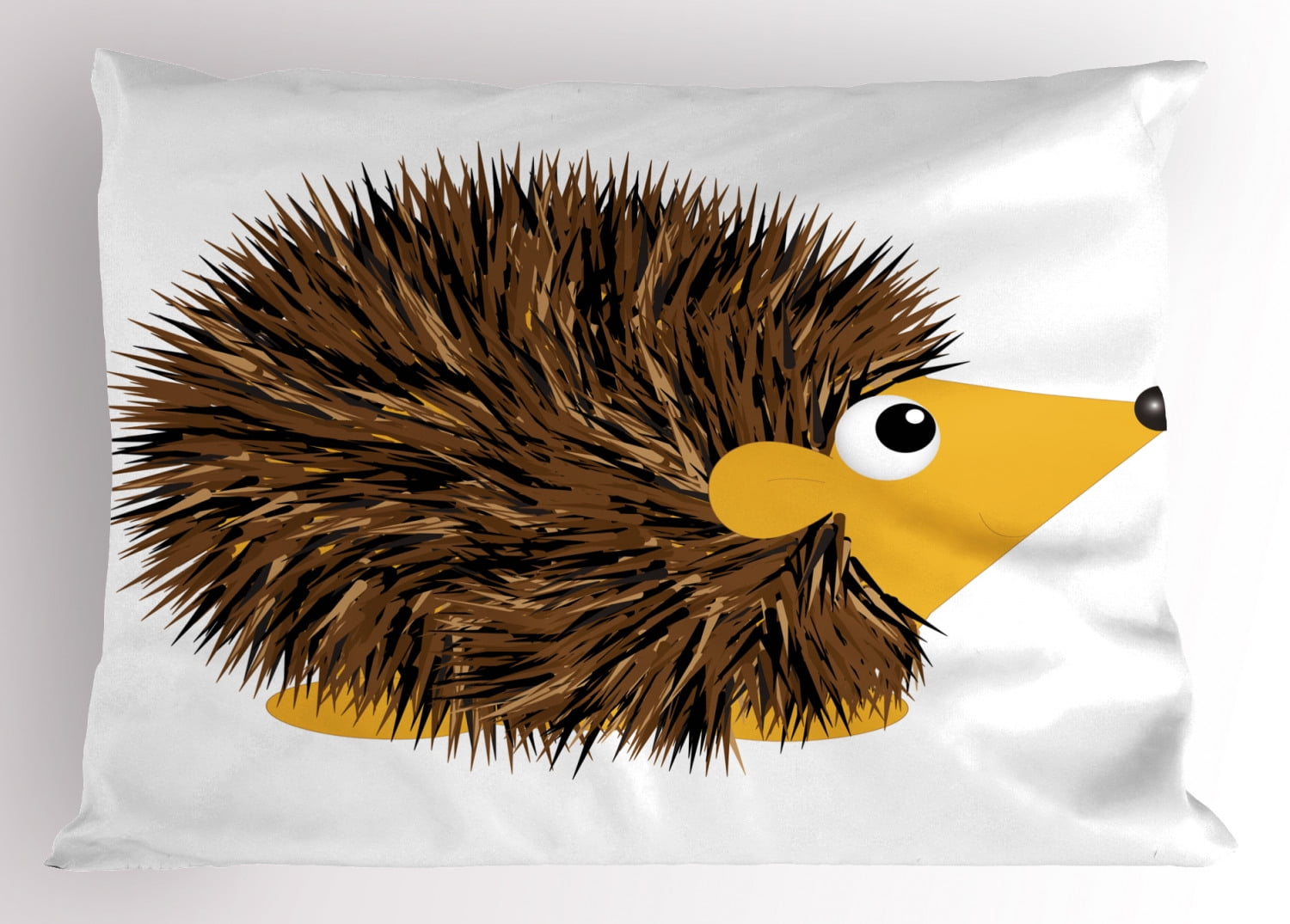 Ambesonne Hedgehog Pillow Sham, Cartoon Animal Smile, 26" X 20", Brown ...