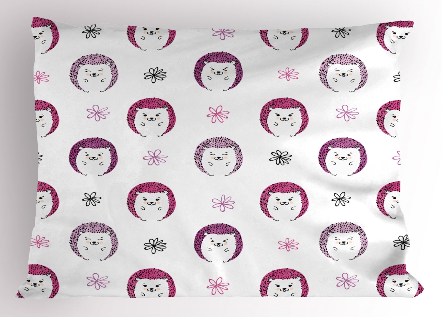 Ambesonne Hedgehog Pillow Sham, Colorful Spiky Animal, 36" X 20", Pink ...