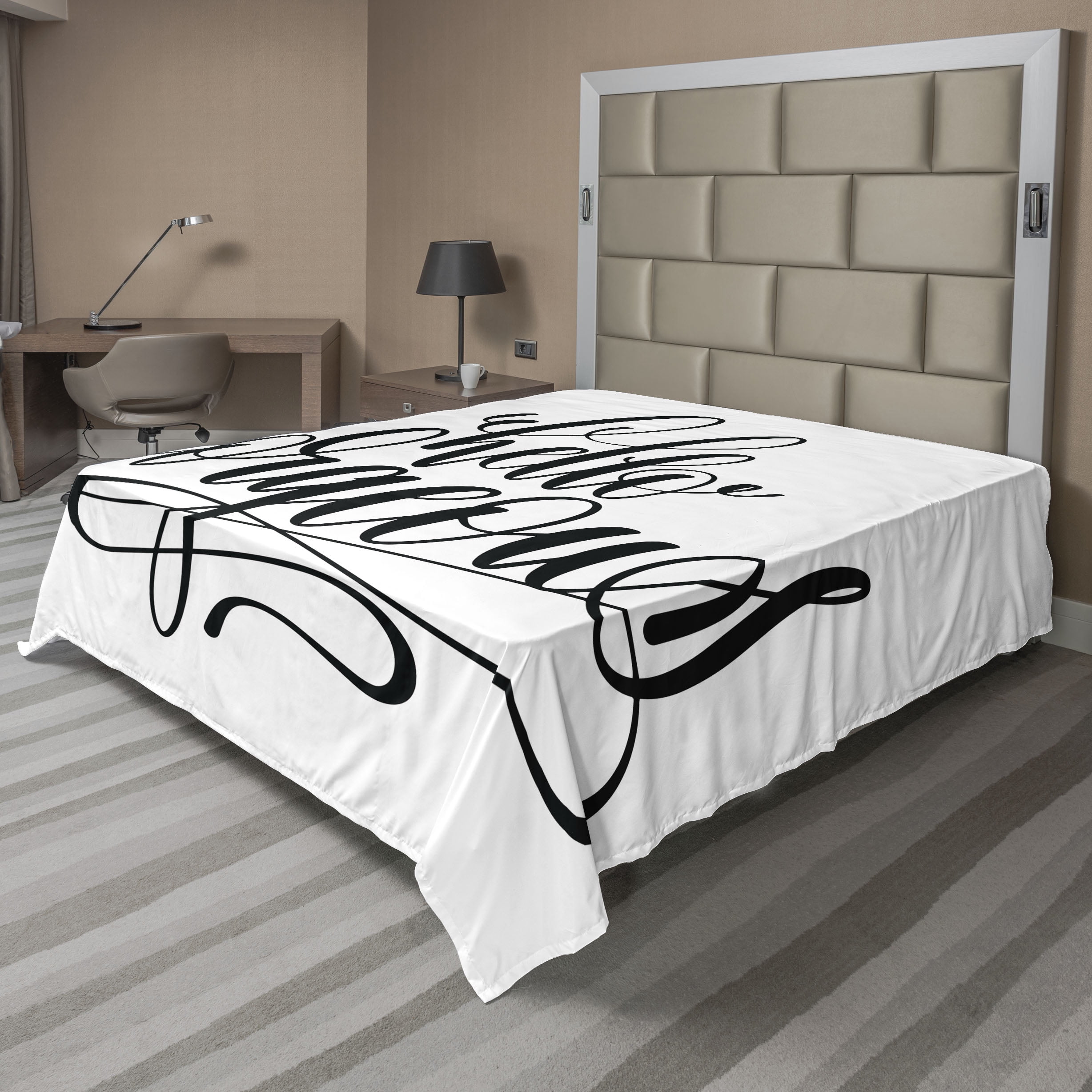 Ambesonne Hello Gorgeous Flat Sheet, Calligraphy Font, Queen Size ...