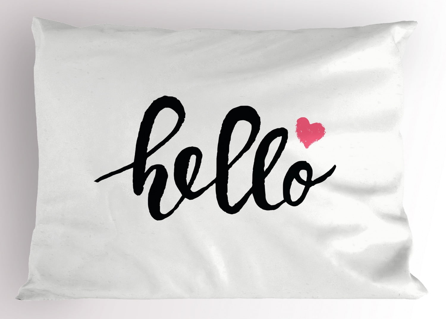 Ambesonne Hello Pillow Sham, Message with Heart, 36" X 20", Pink Black White - Walmart.com