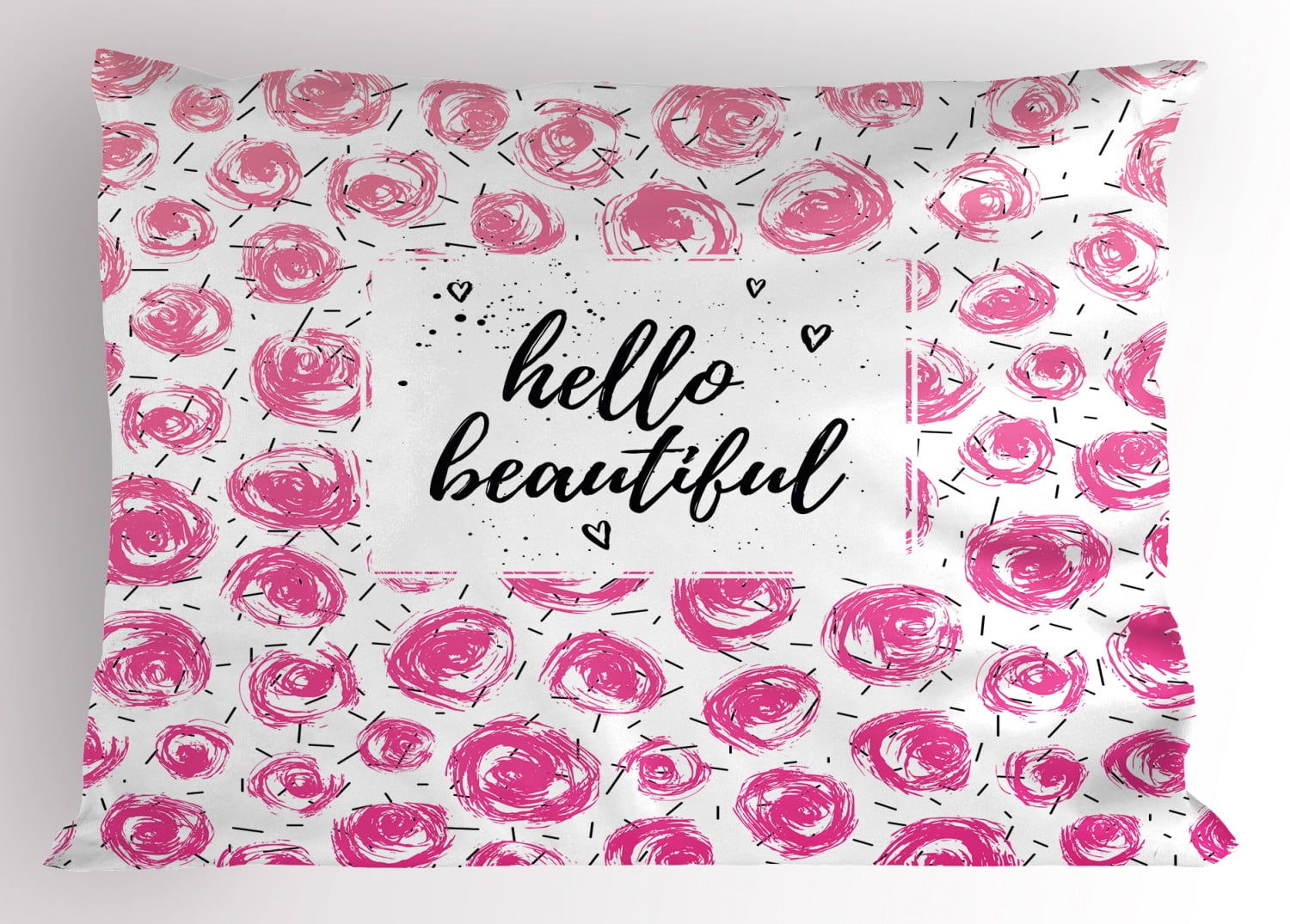 Ambesonne Hello Pillow Sham, Watercolor Buds Words, 26" X 20", Pink ...