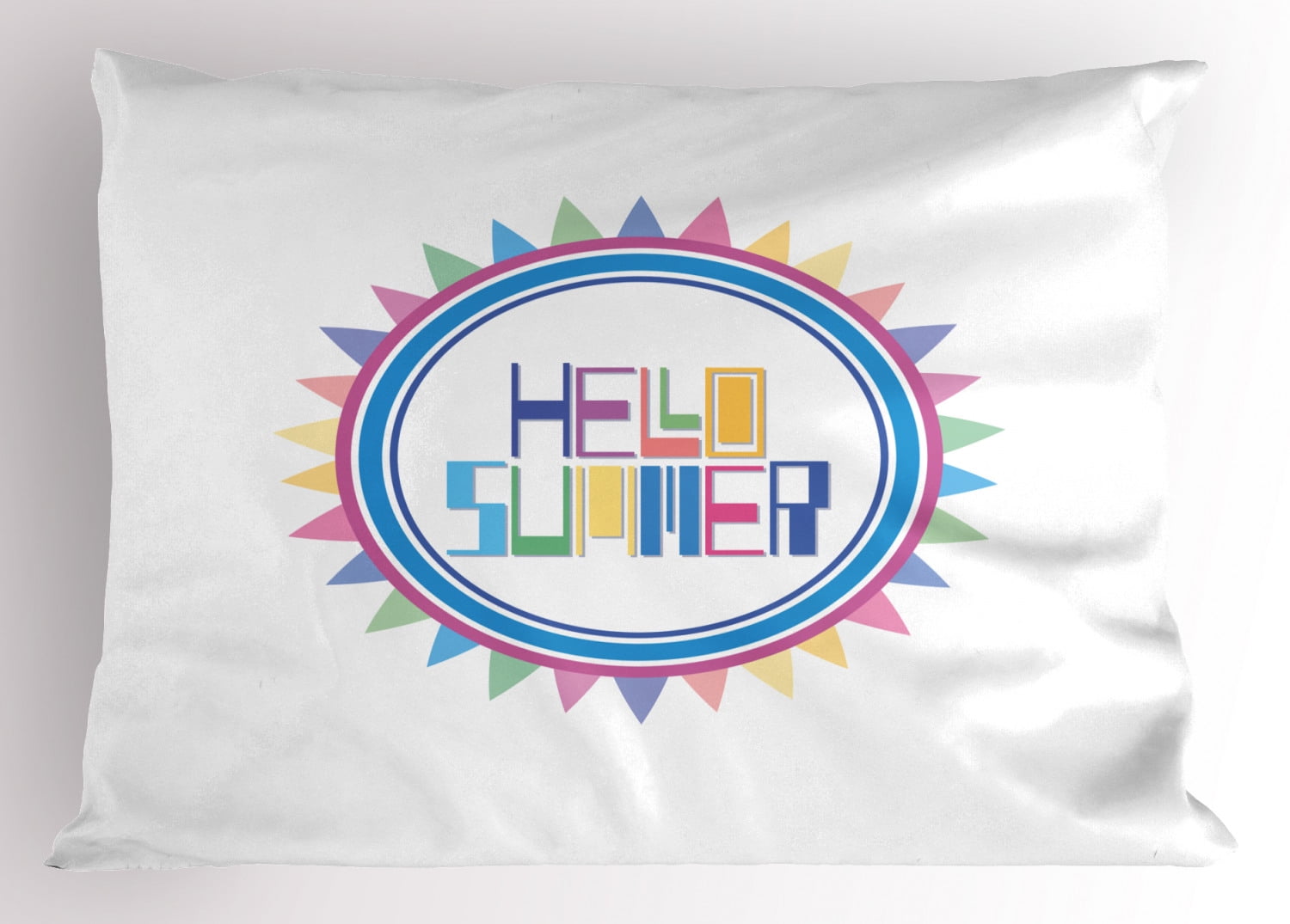 Ambesonne Hello Summer Pillow Sham, Retro Geometrical, 36" X 20", Multicolor - Walmart.com