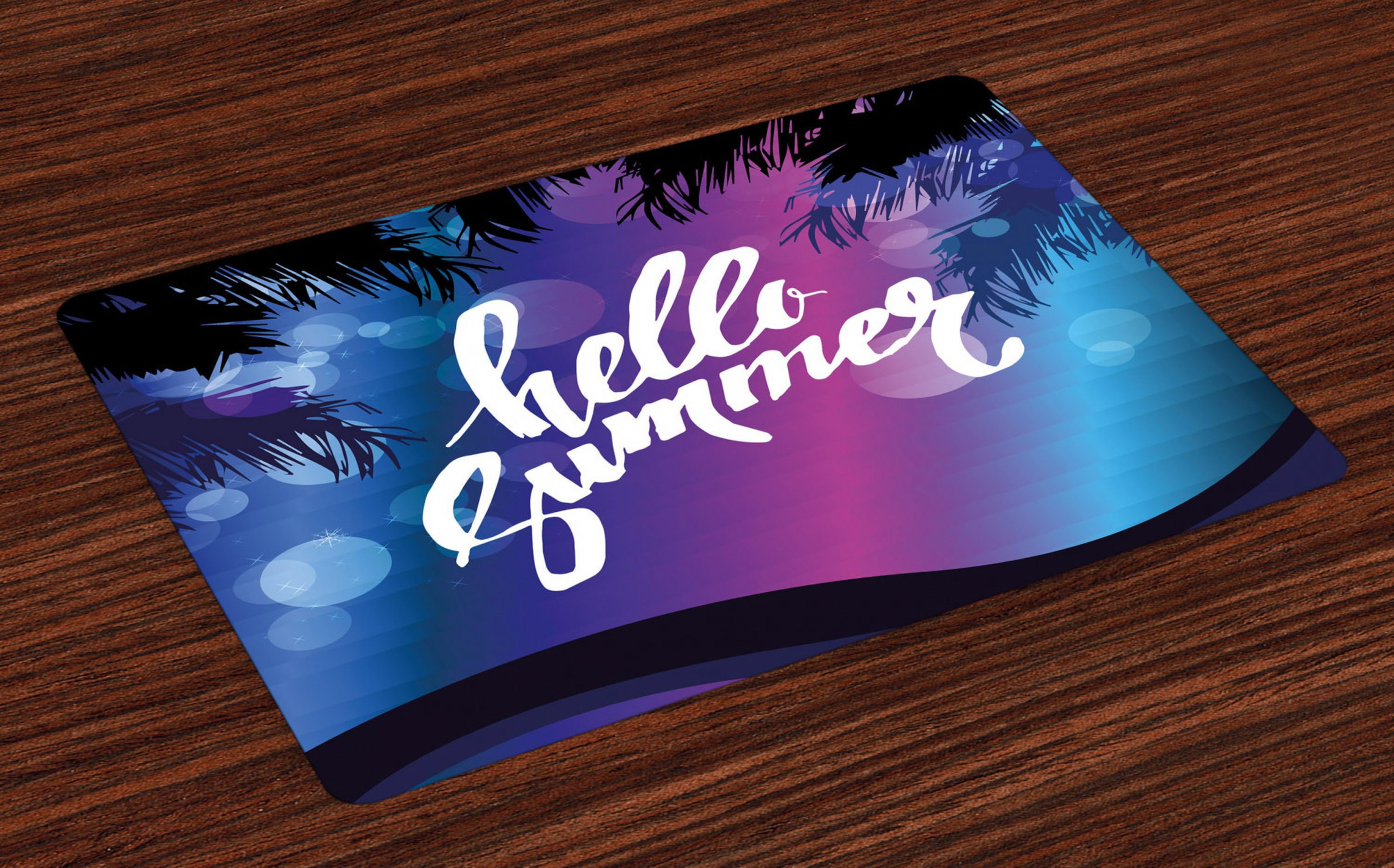 Ambesonne Hello Summer Place Mats Set of 4, Vivid Night Palms, Standard ...