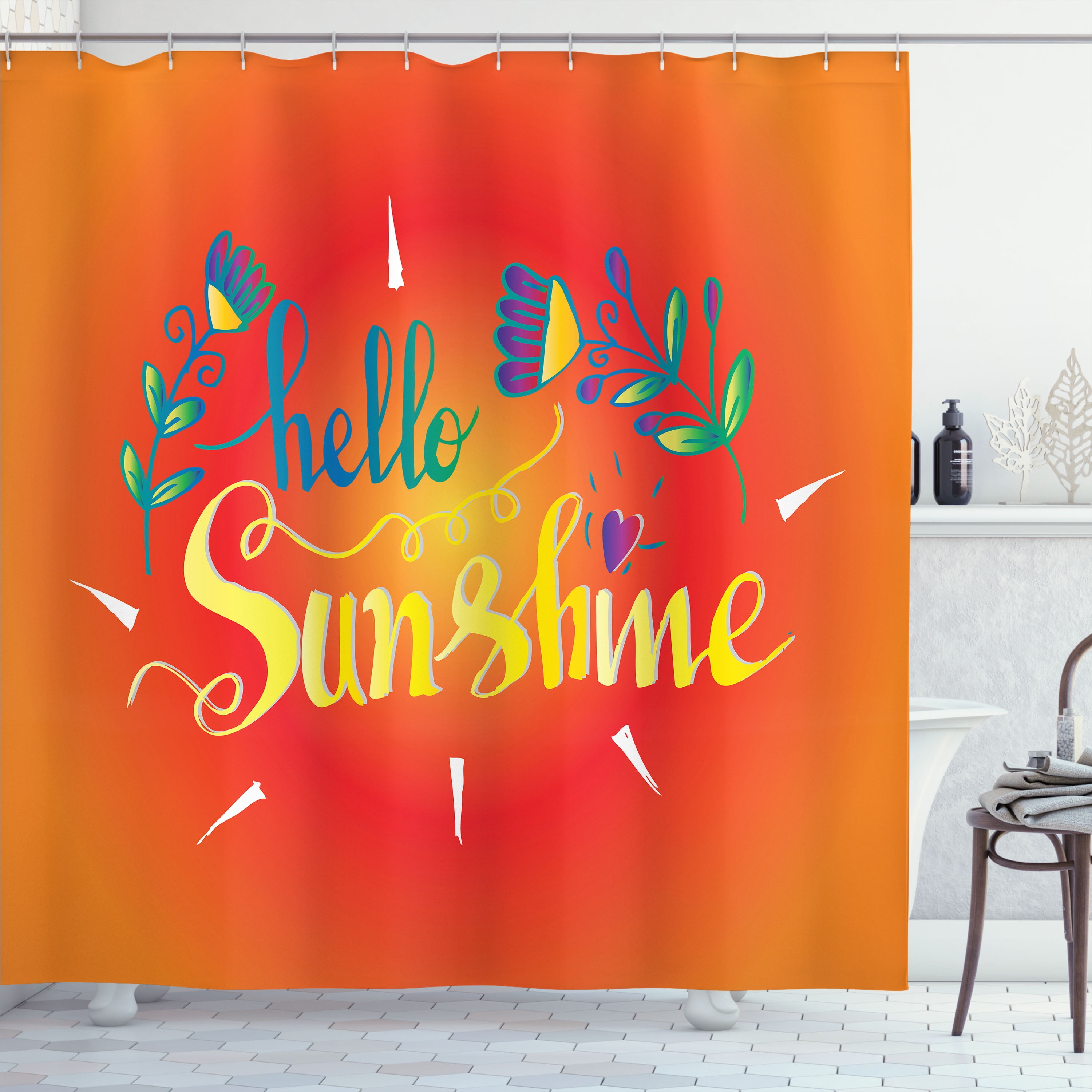 Ambesonne Hello Sunshine Shower Curtain, Spring in Blossom, 69"Wx75"L ...