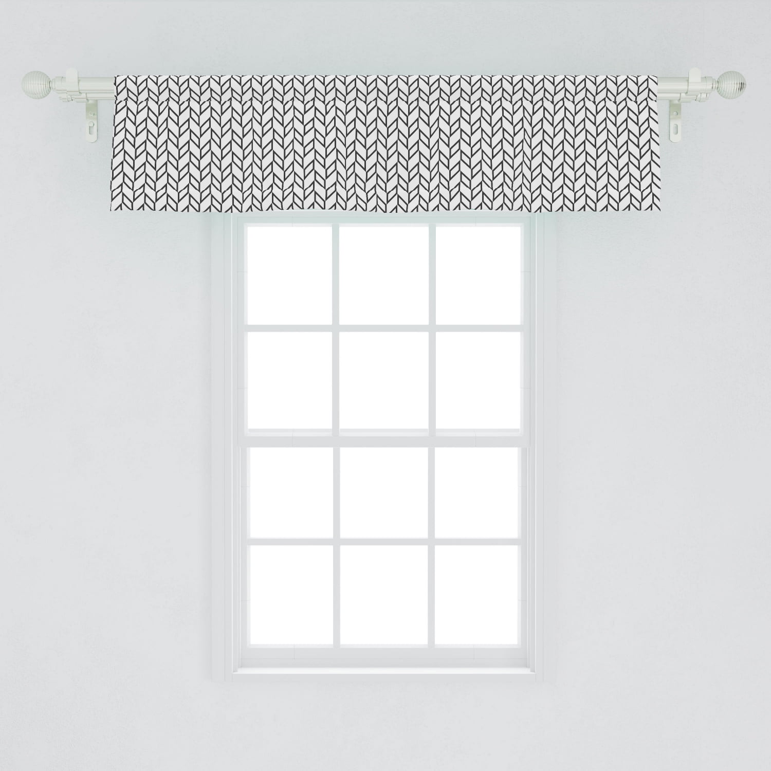 Ambesonne Herringbone Window Valance, Simple Monochrome Style Checkered ...