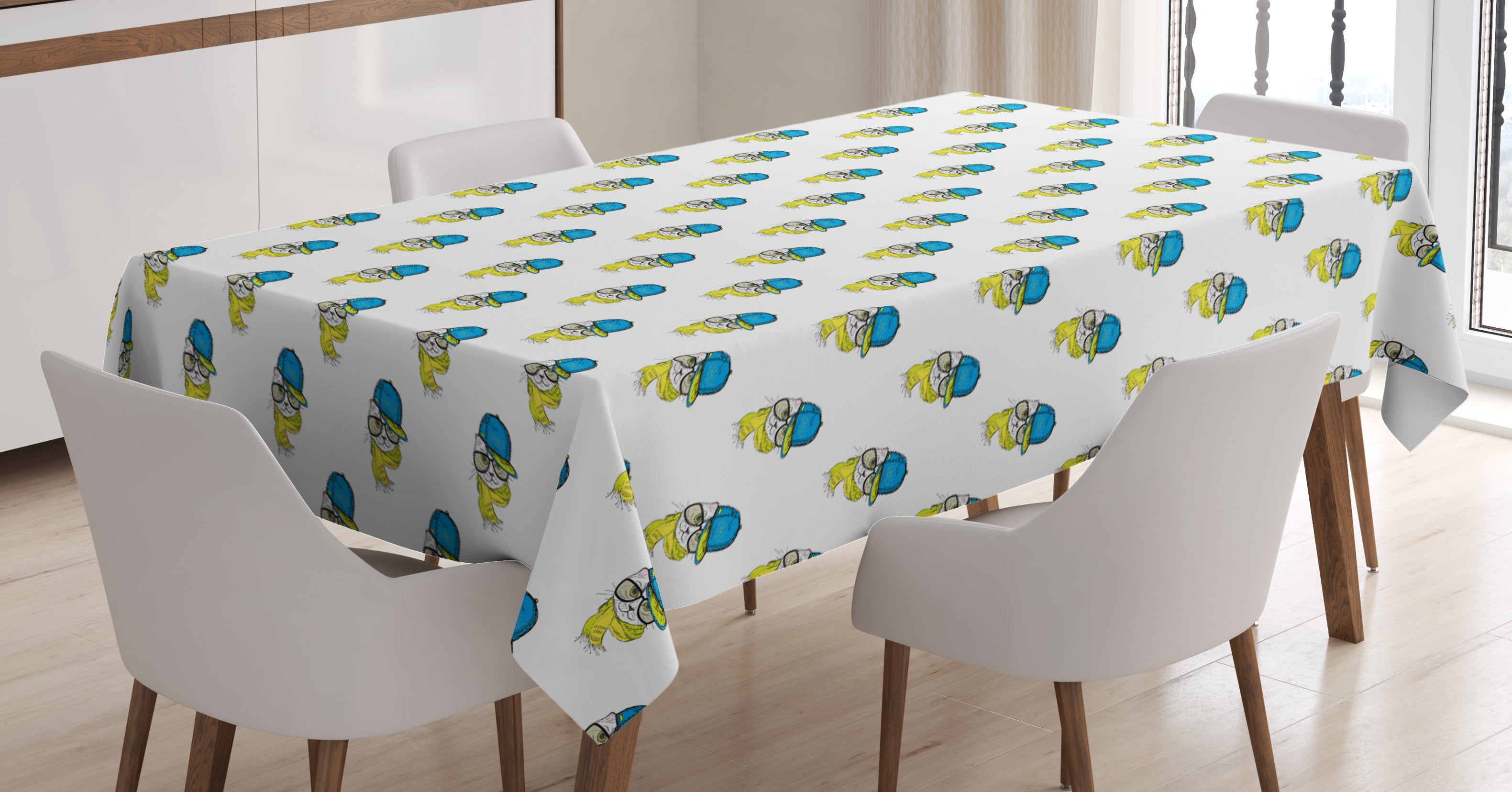 Ambesonne Hip Hop Tablecloth Rectangular Table Cover, Fashion Cat, 60 ...