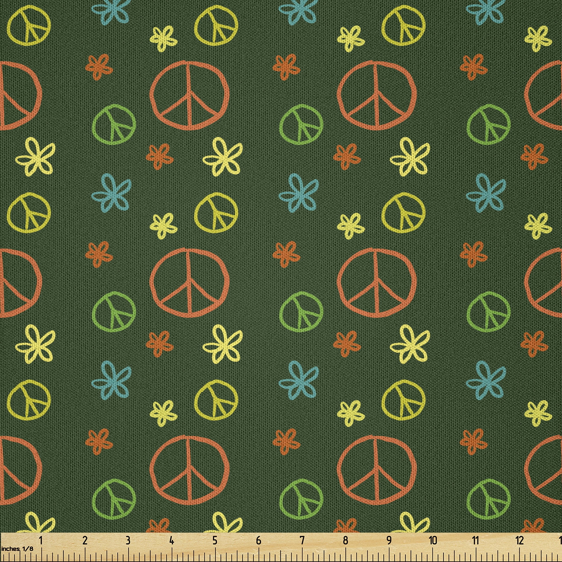 Ambesonne Hippie Fabric by the Yard Microfiber, Pastel Colored Piece ...