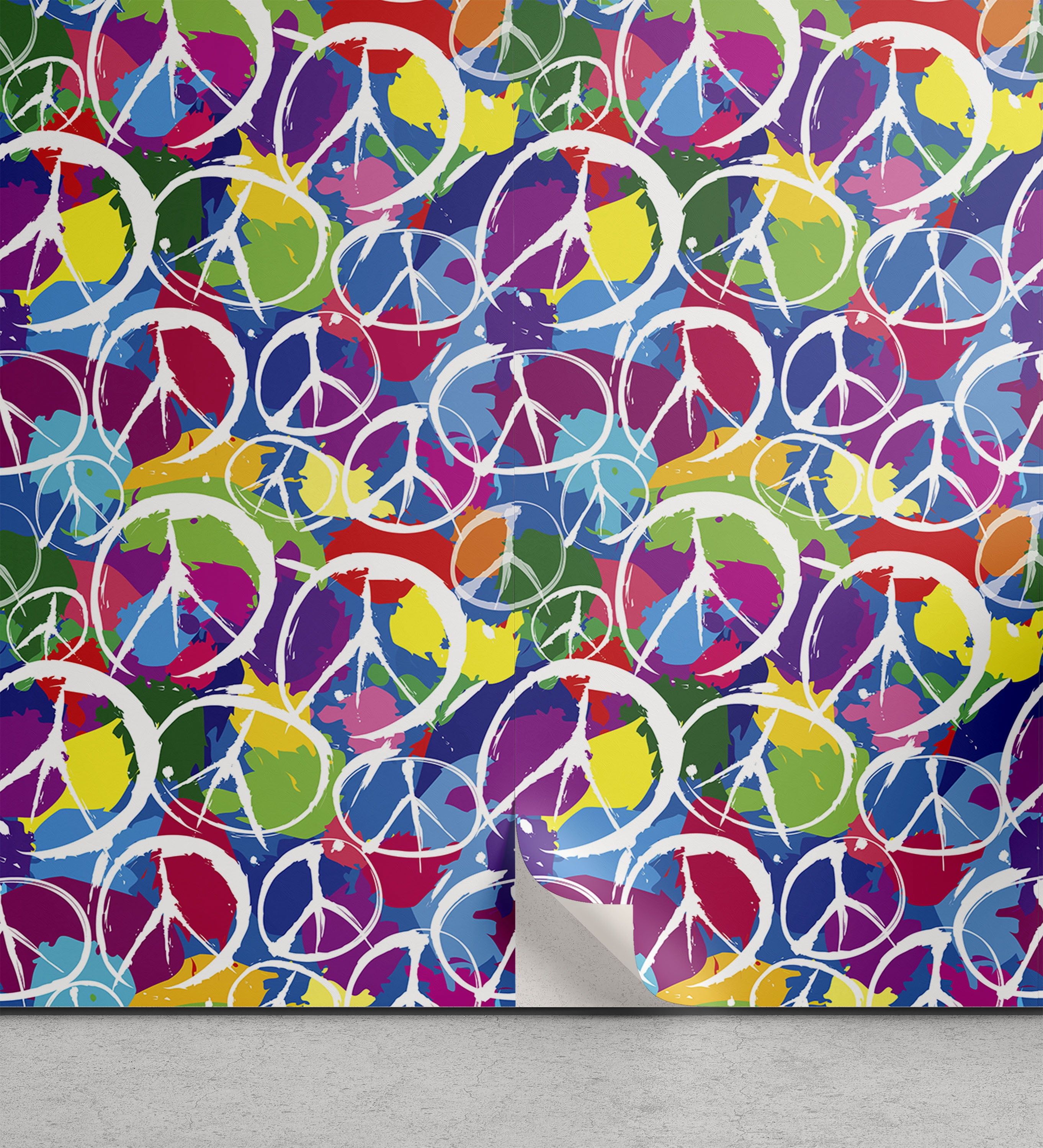 Ambesonne Hippie Peel & Stick Wallpaper for Home, Peace Activism Theme ...