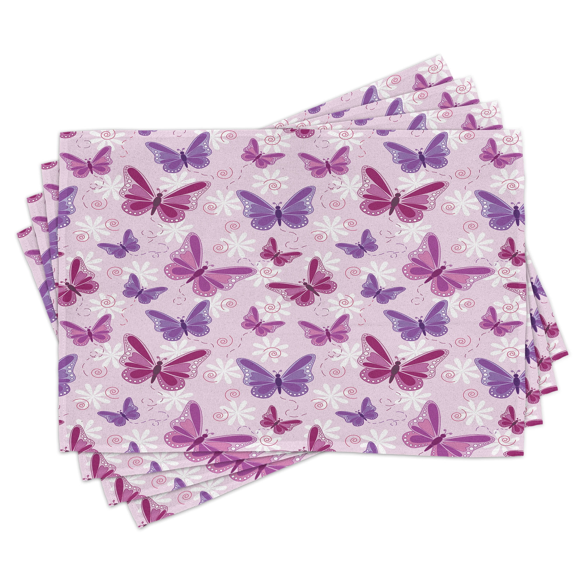 Ambesonne Hippie Place Mats Set of 4, Butterflies Colors, Standard Size ...