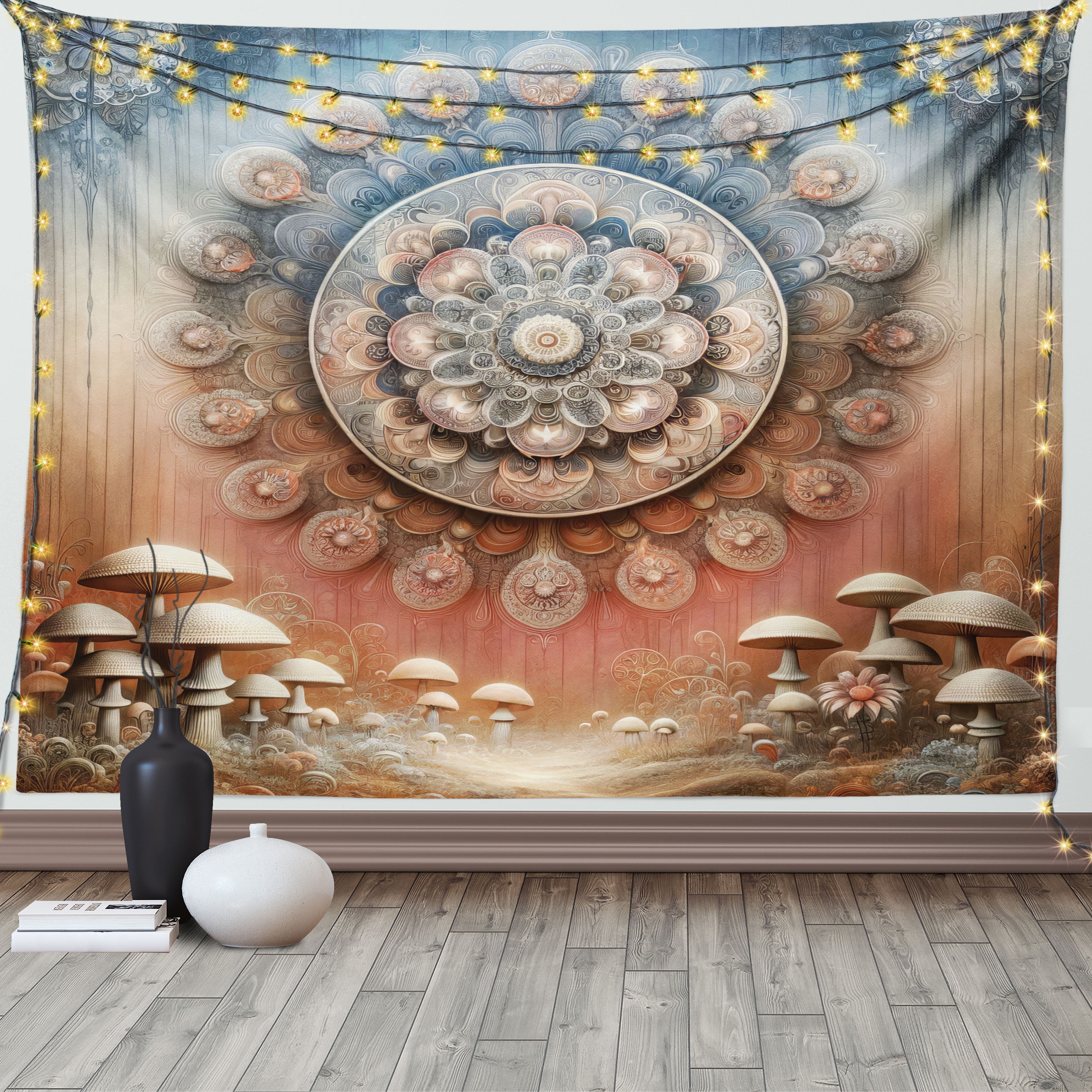 Ambesonne Hippie Tapestry Wall Hanging, Fantasy Vibes Mushroom Woods ...