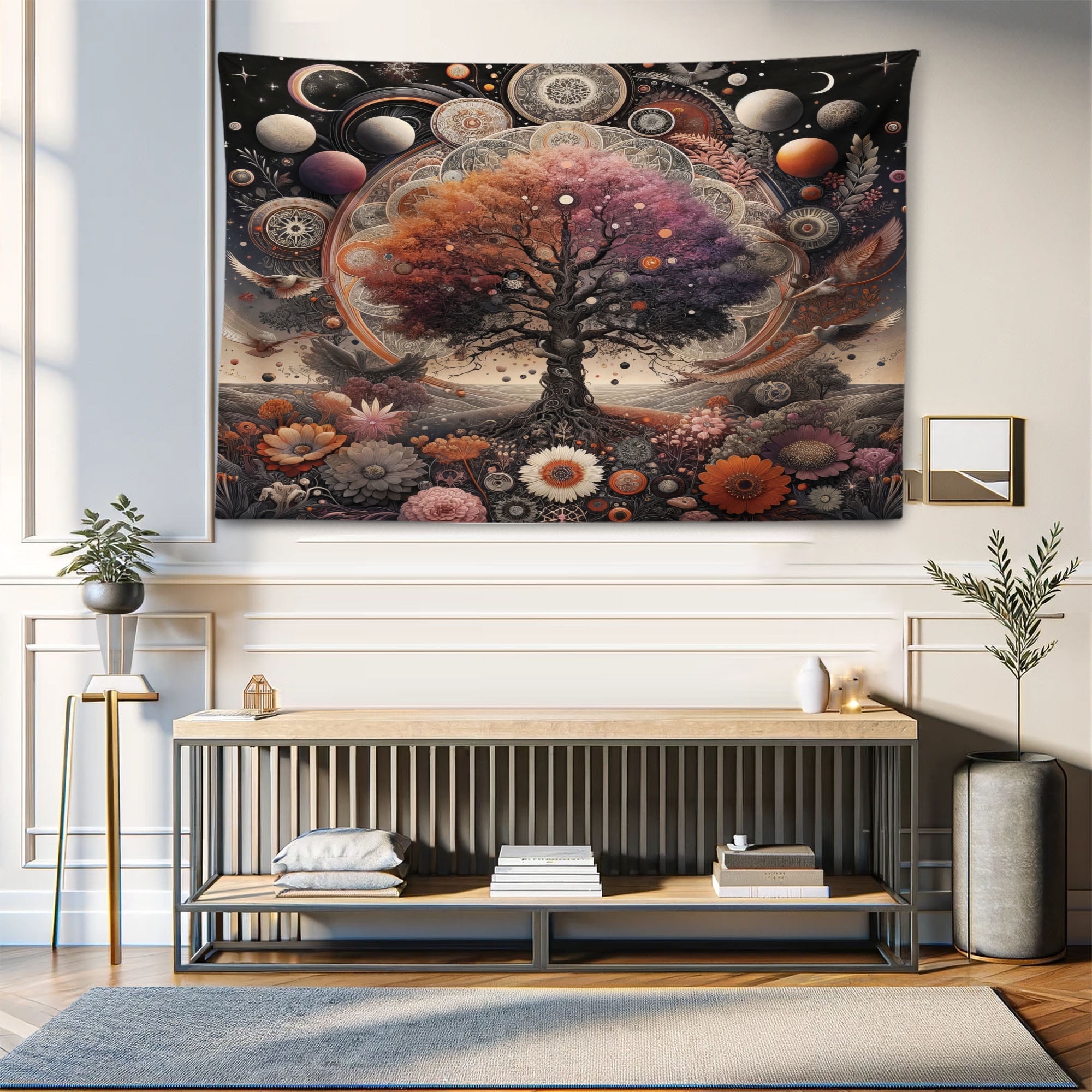 Ambesonne Hippie Tapestry Wall Hanging, Mystic Planet Star Huddles, 60 ...