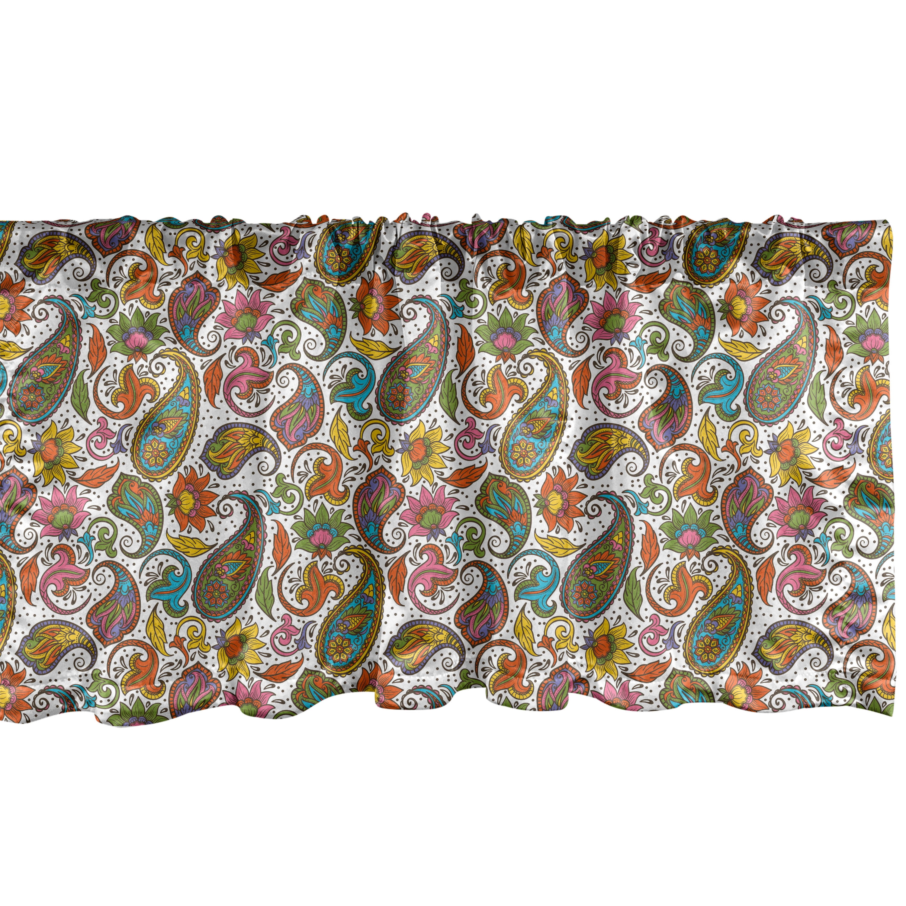 Ambesonne Hippie Window Valance, Retro Paisley Colorful, 54" X 18 ...