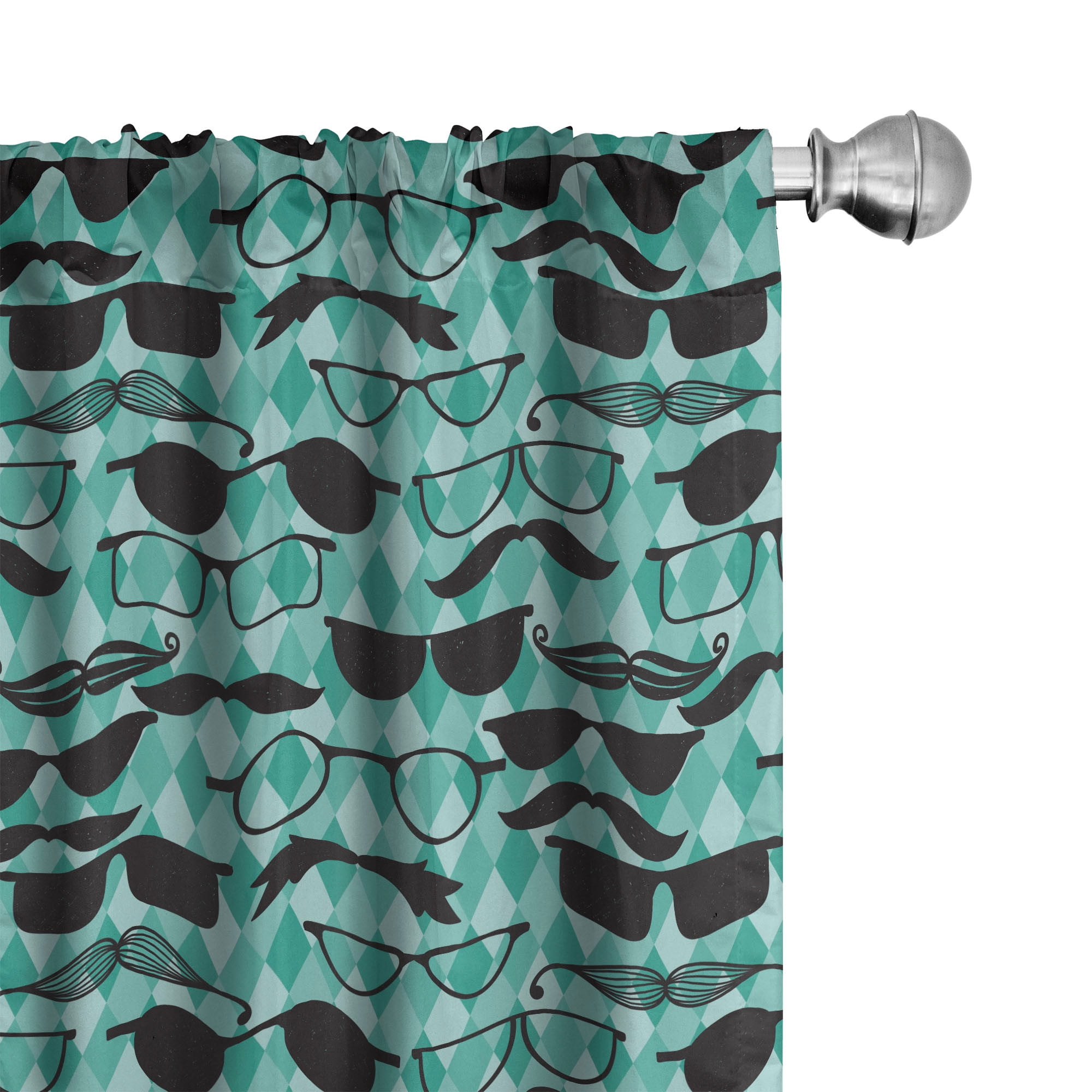 Ambesonne Hipster 4-Panel Curtains, Mustache and Glasses Manly, 56"x84 ...