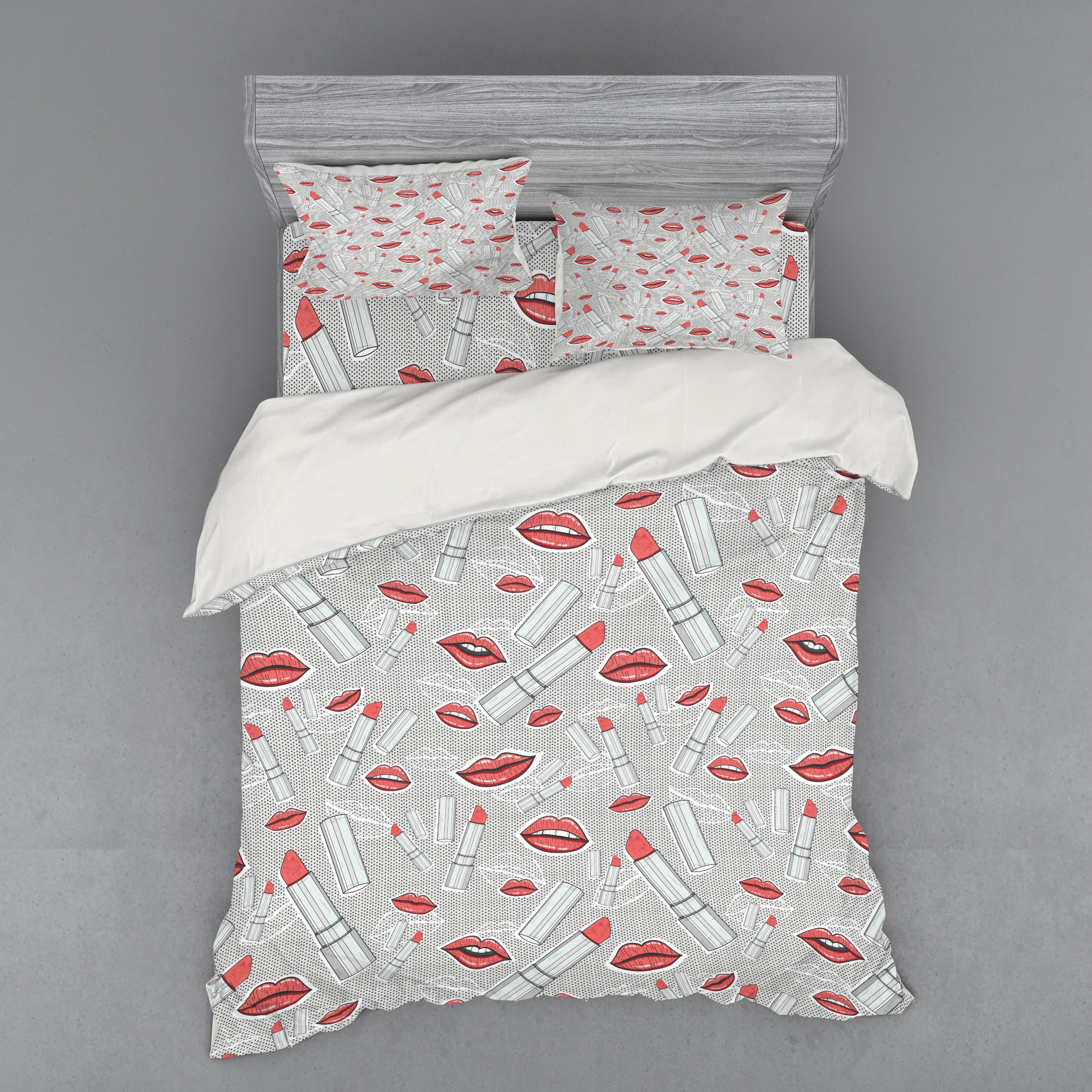 Ambesonne Hipster Bedding Set 4 Pcs, Make up Fashion Design, Queen, Red ...