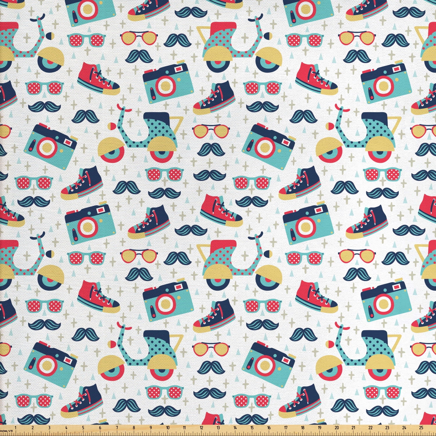 Ambesonne Hipster Fabric by the Yard Upholstery, Teenager Fun Pattern ...