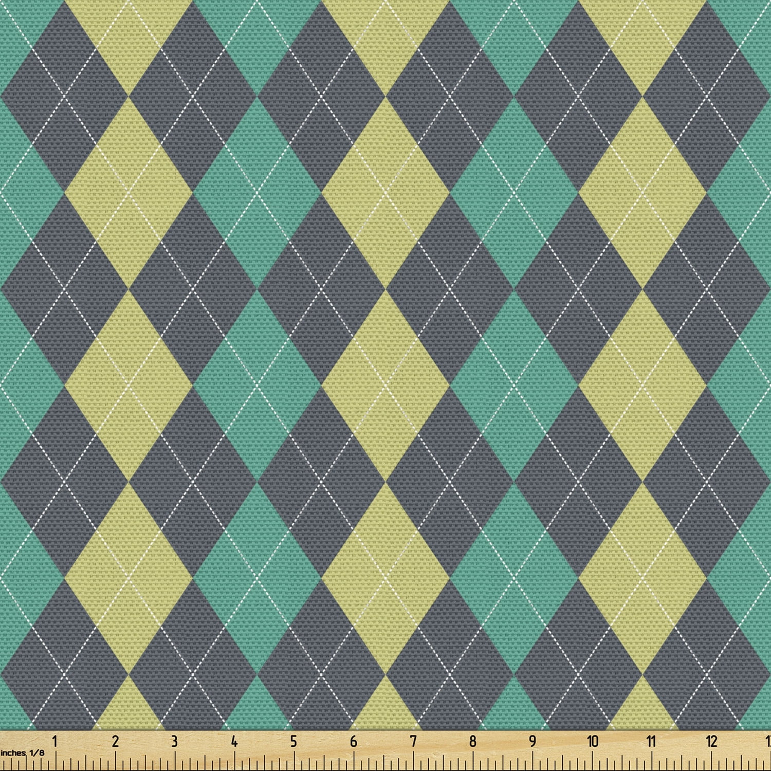 Ambesonne Hipster Fabric by the Yard Upholstery, Vintage Argyle Pattern ...