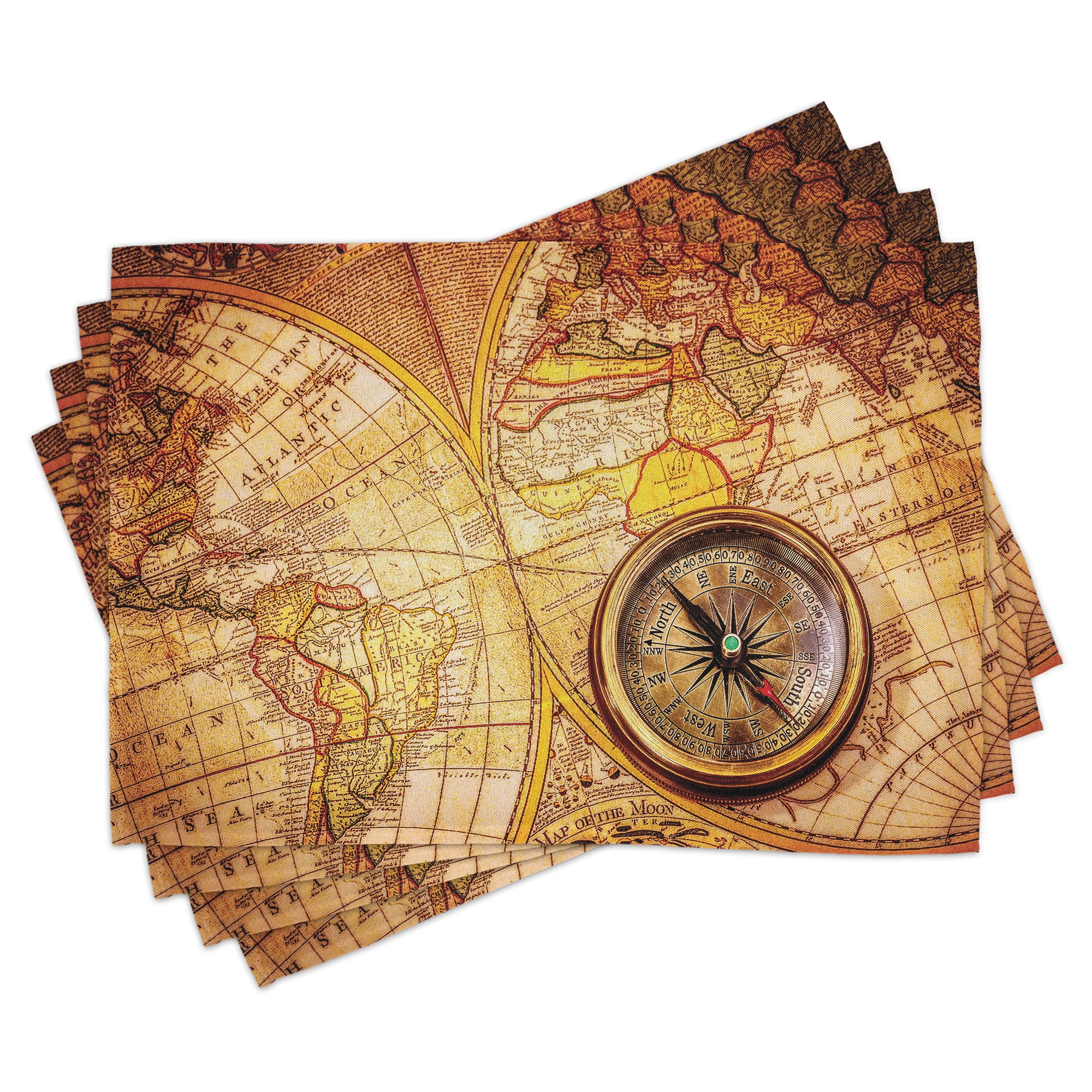 Ambesonne History Place Mats Set of 4, Old World Map, Standard Size ...