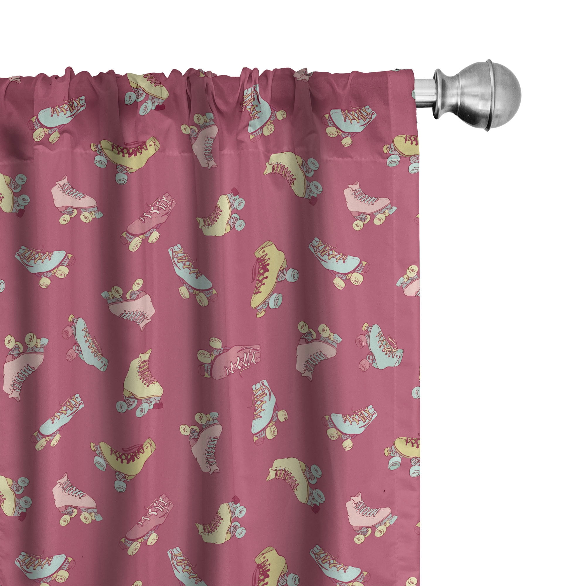 Ambesonne Hobby Window Curtains, Retro Style Fun Activities, Each 28" W ...