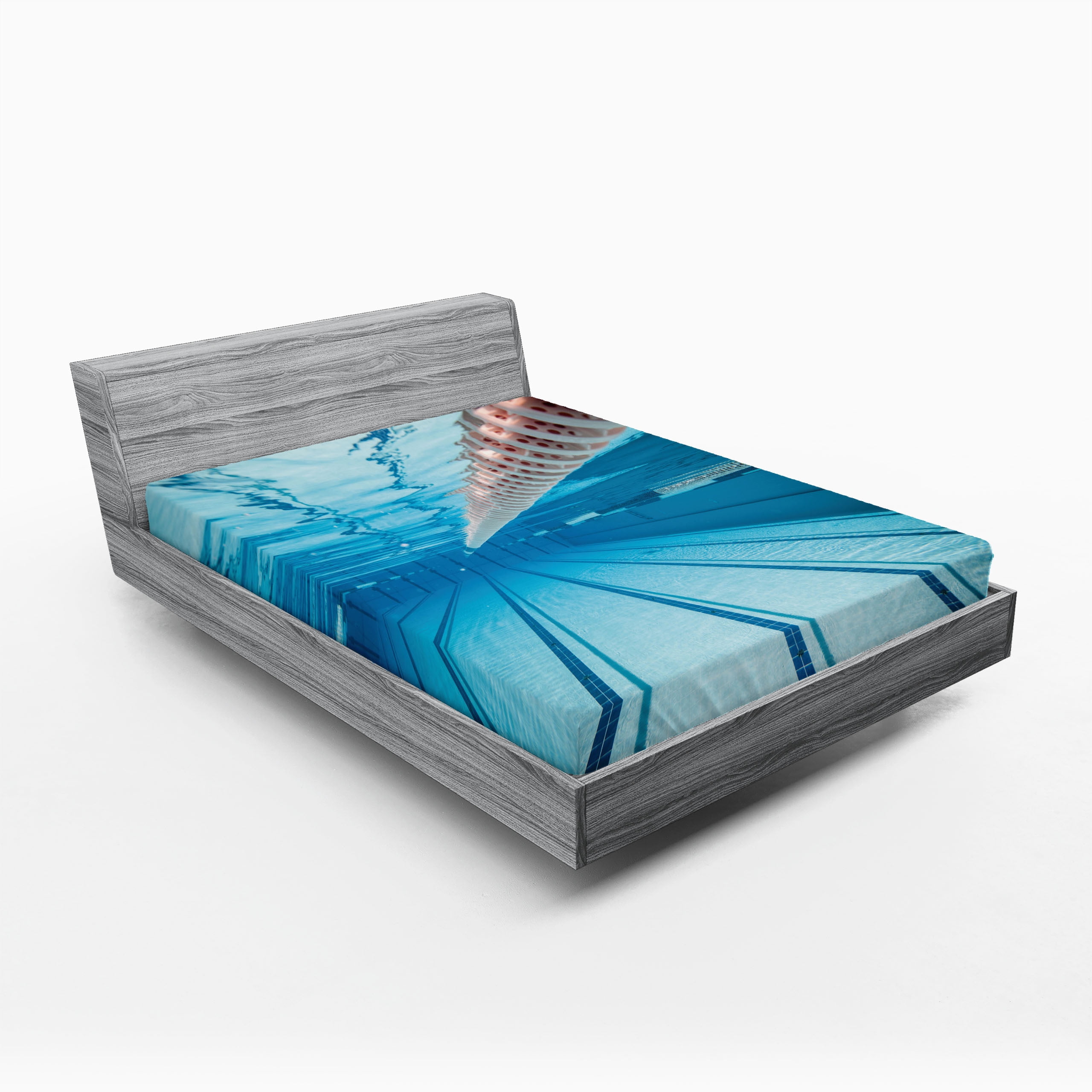Ambesonne Hobby Fitted Sheet, Swimming Pool Sports View, Queen Size ...