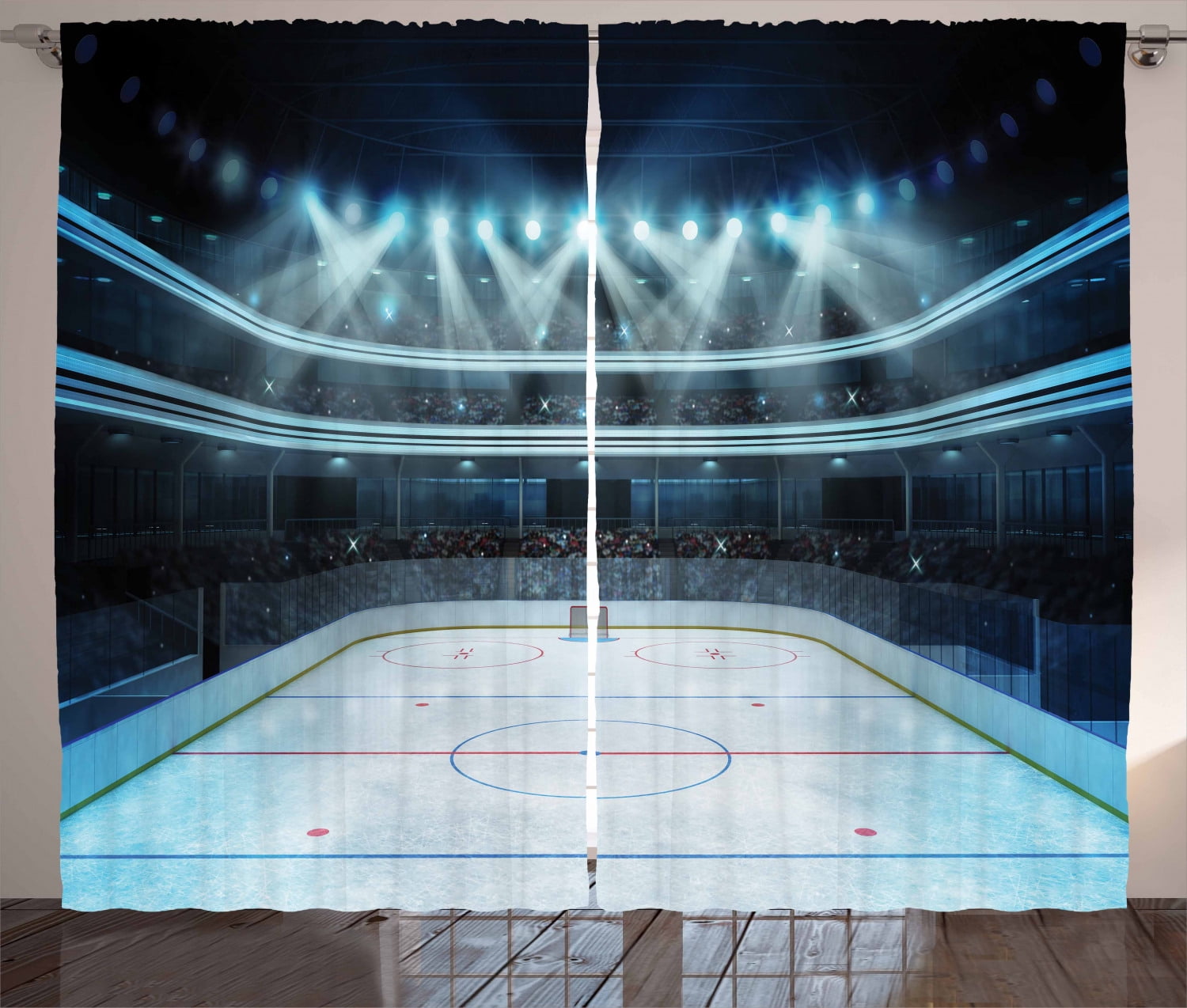 Ambesonne Hockey Curtains 2 Panel Set, Sport Arena Photo Fans, 108" x ...
