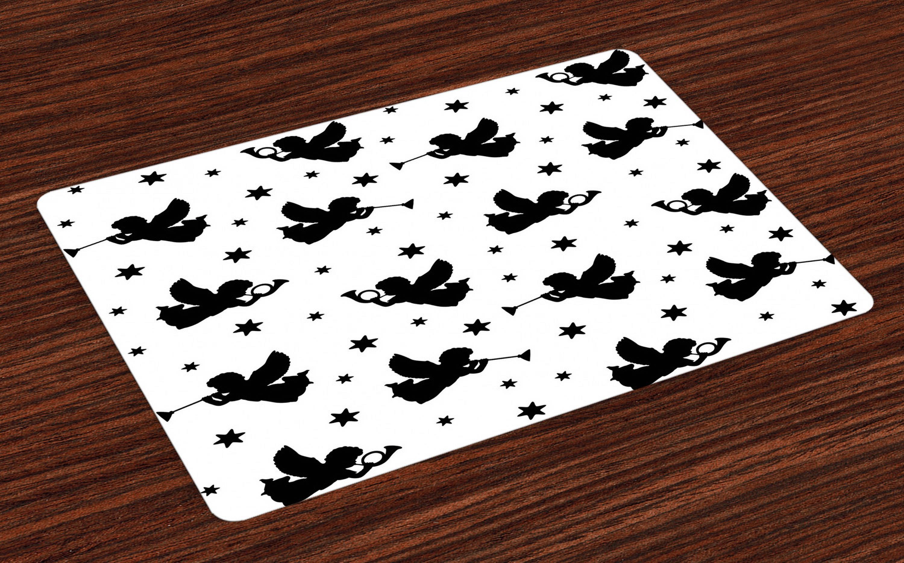 Ambesonne Holiday Place Mats Set of 4, Monochrome Xmas Vibes Art ...