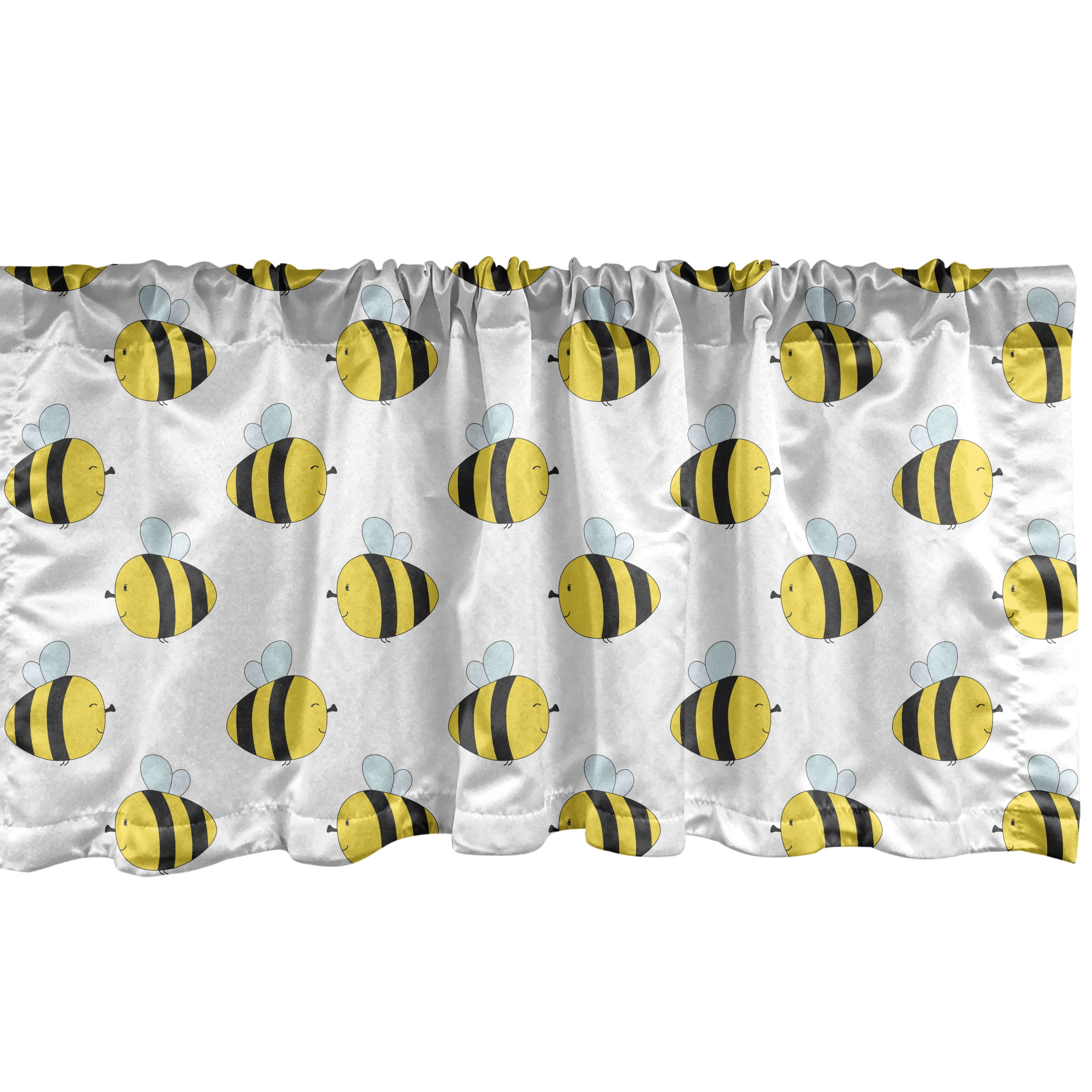 Ambesonne Honey Bee Window Valance, Graphical Flying Insects, 54" X 18 ...