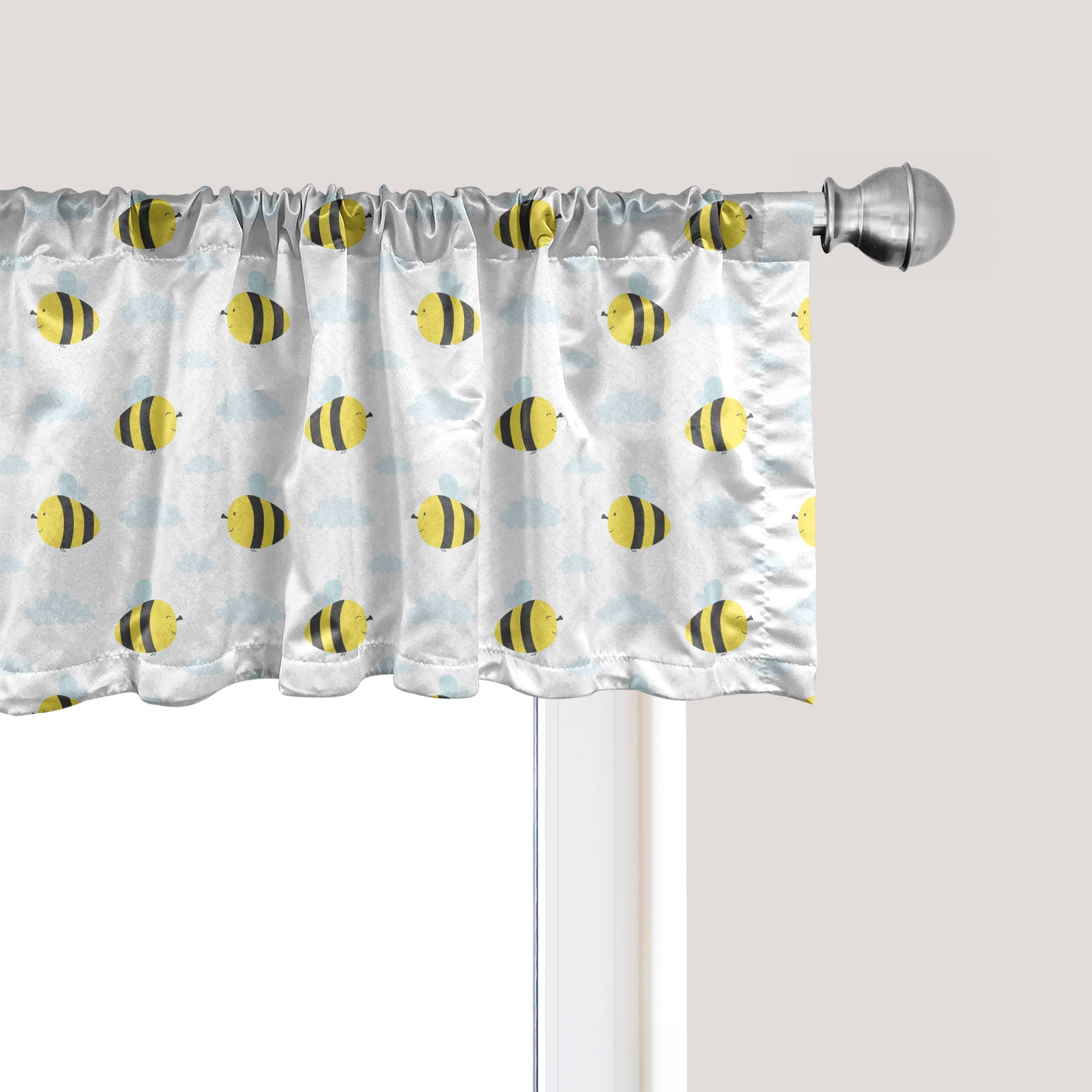 Ambesonne Honey Bee Window Valance, Stinging Animals Clouds, 54" X 18 ...
