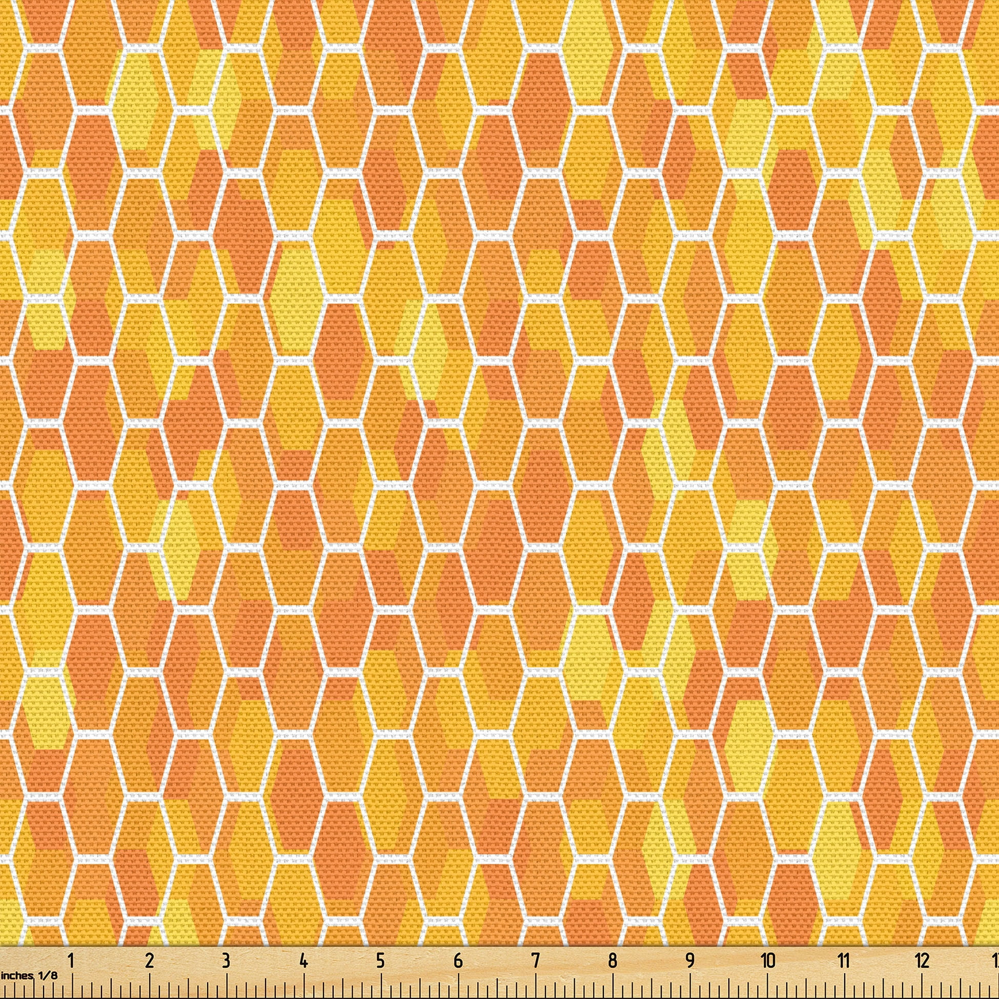 Ambesonne Honeycomb Fabric by the Yard Upholstery, Linear Hexagons ...